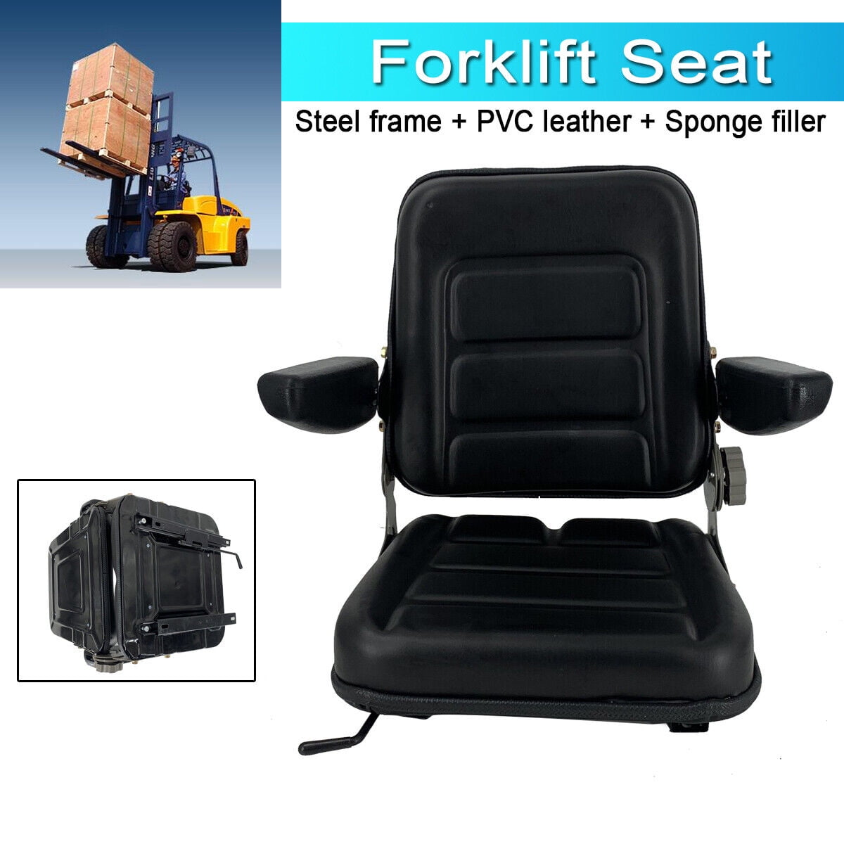 SUDEG Suspension Tractor Seat 140° Adjustable Angle, PVC Leather Seat ...
