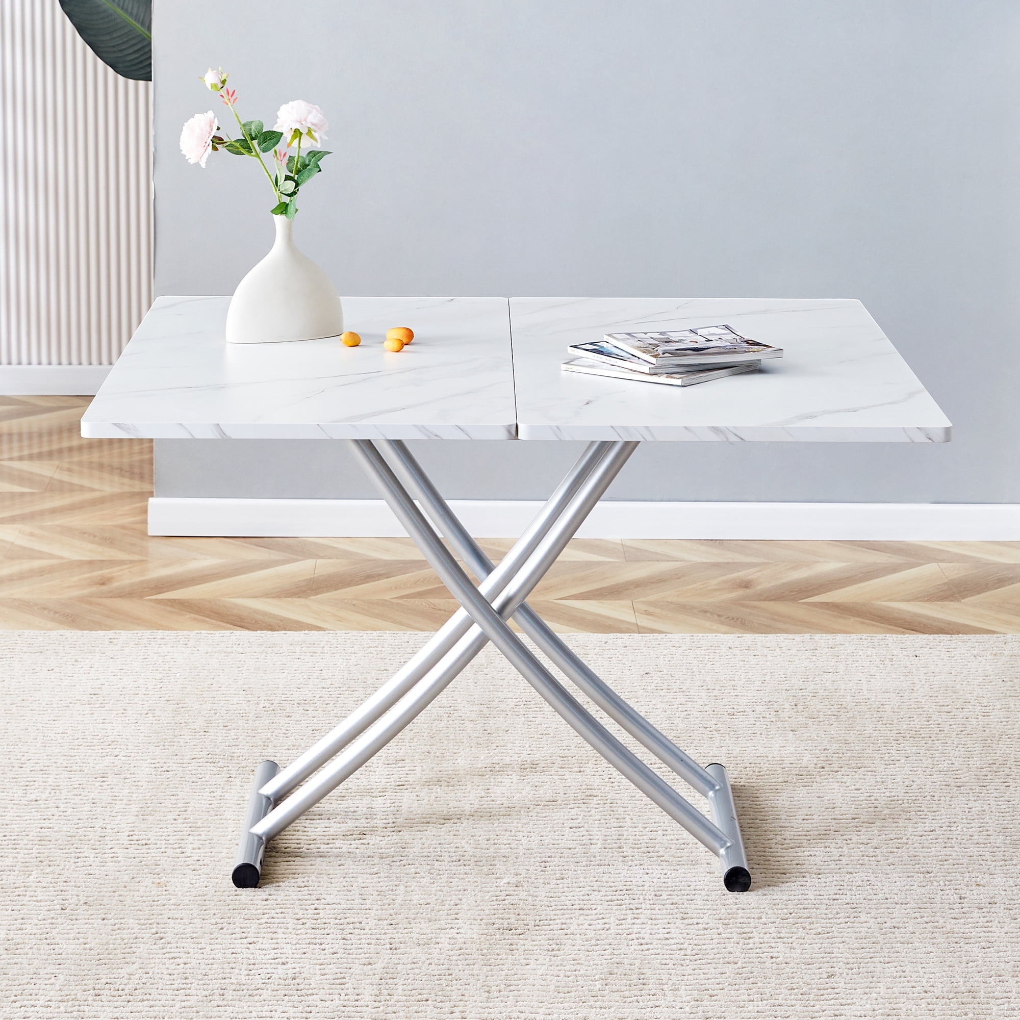 SUDICA 43"Modern Folding Dinner Table, Rectangular MDF Desktop Serve as ...