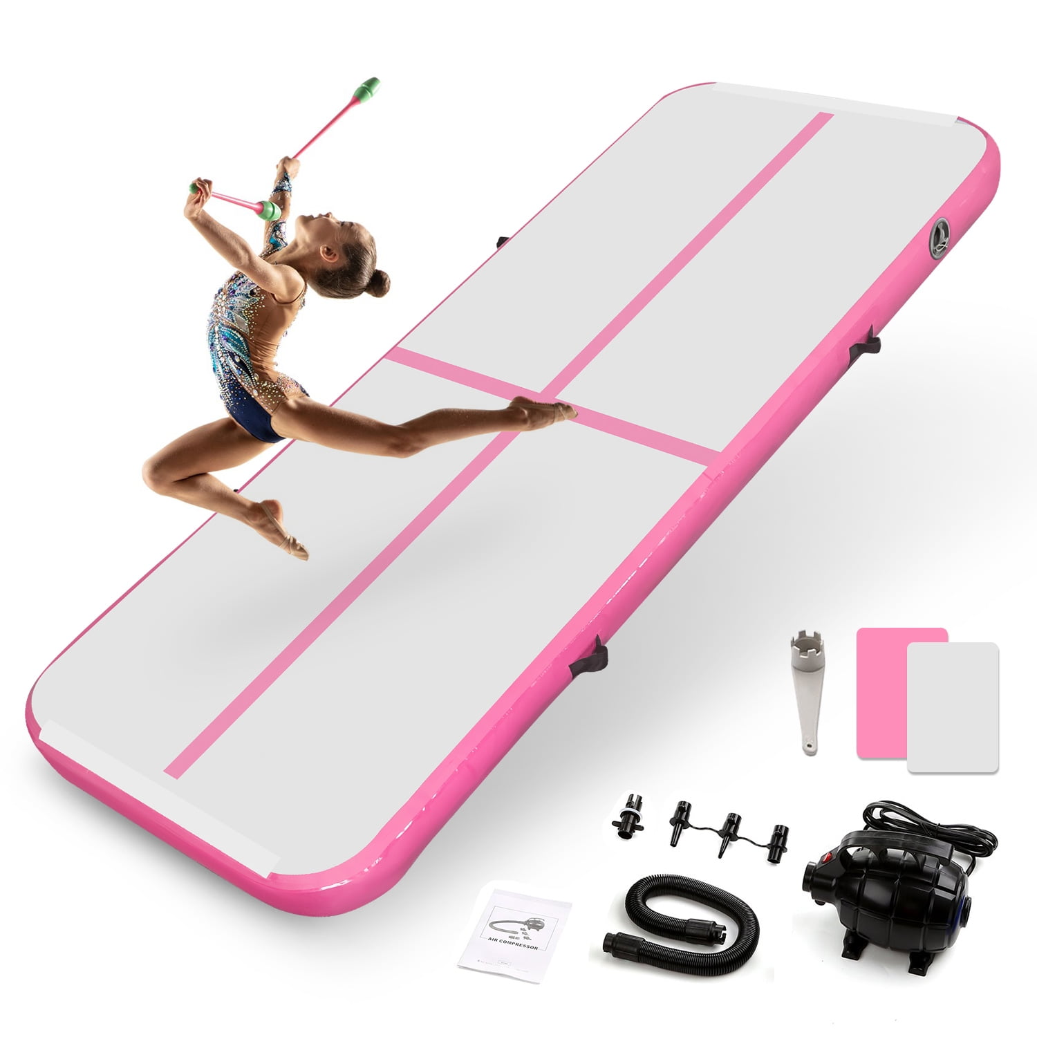 SUDOO 10Ft Inflatable Air Gymnastics Mat 4 Inches Thick Tumbling Mat ...