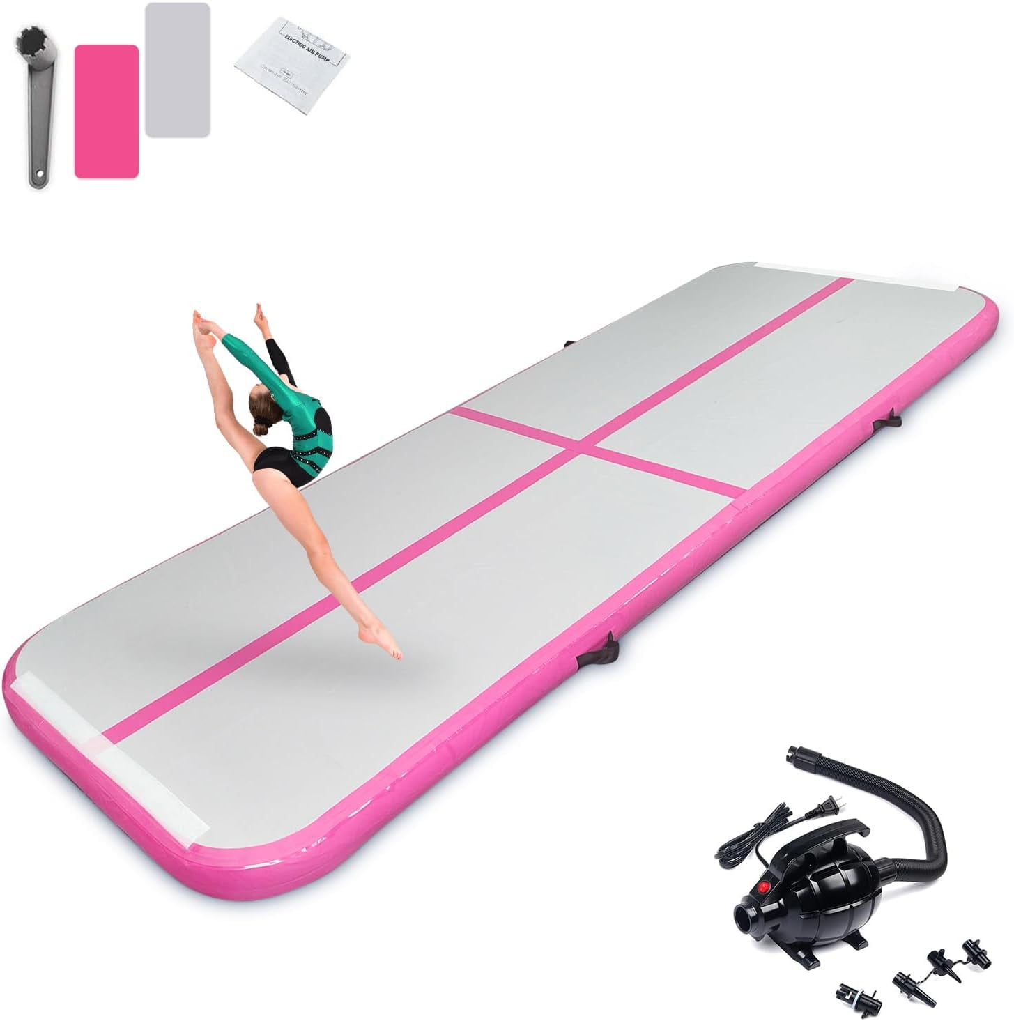 SUDOO 10ft/13ft/16ft Inflatable Gymnastics Tumbling Mat 4" Thick Air ...