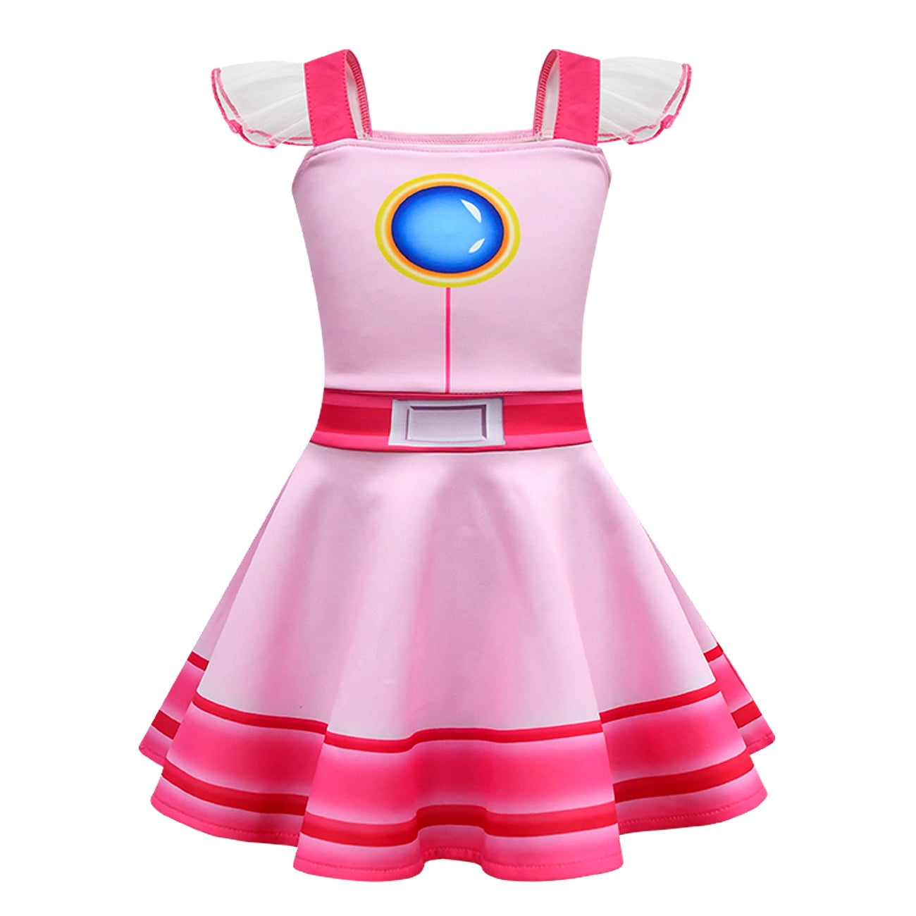 SUEE 2-8Y Girls Peach Princess Dress Sleeveless Super Brothers ...