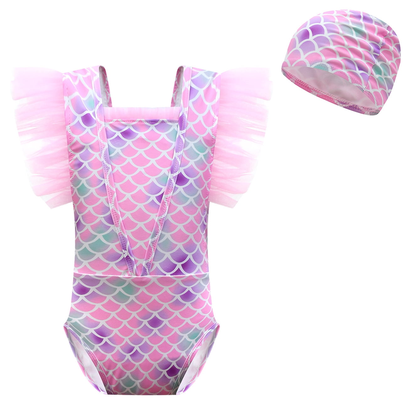 SUEE Girls Mermaid One Piece Swimuit Swimwear Deep V Open Back Swimwear ...