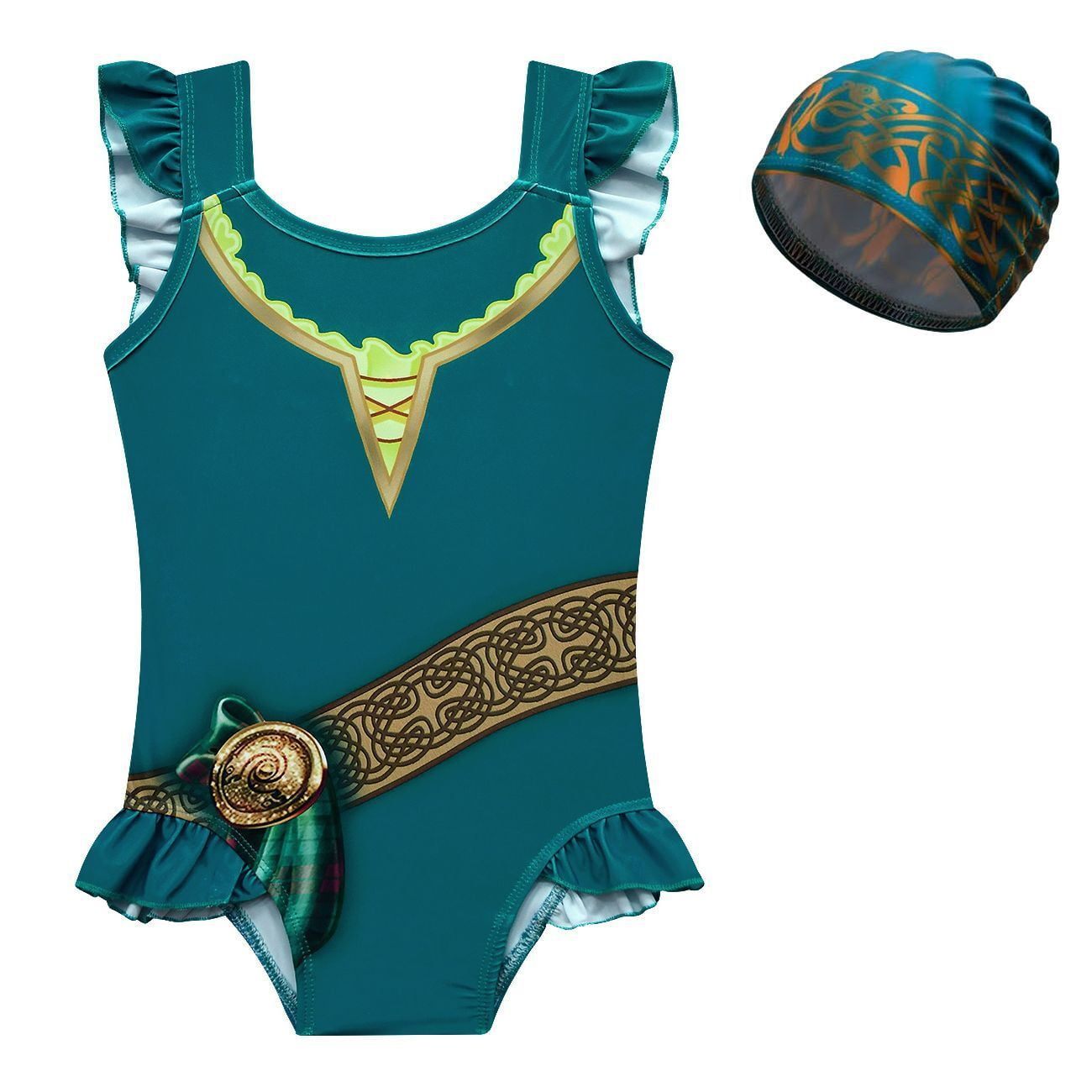 SUEE Girls One Piece Swimwear Bathing Suit Kids Merida Swimsuits,2 ...