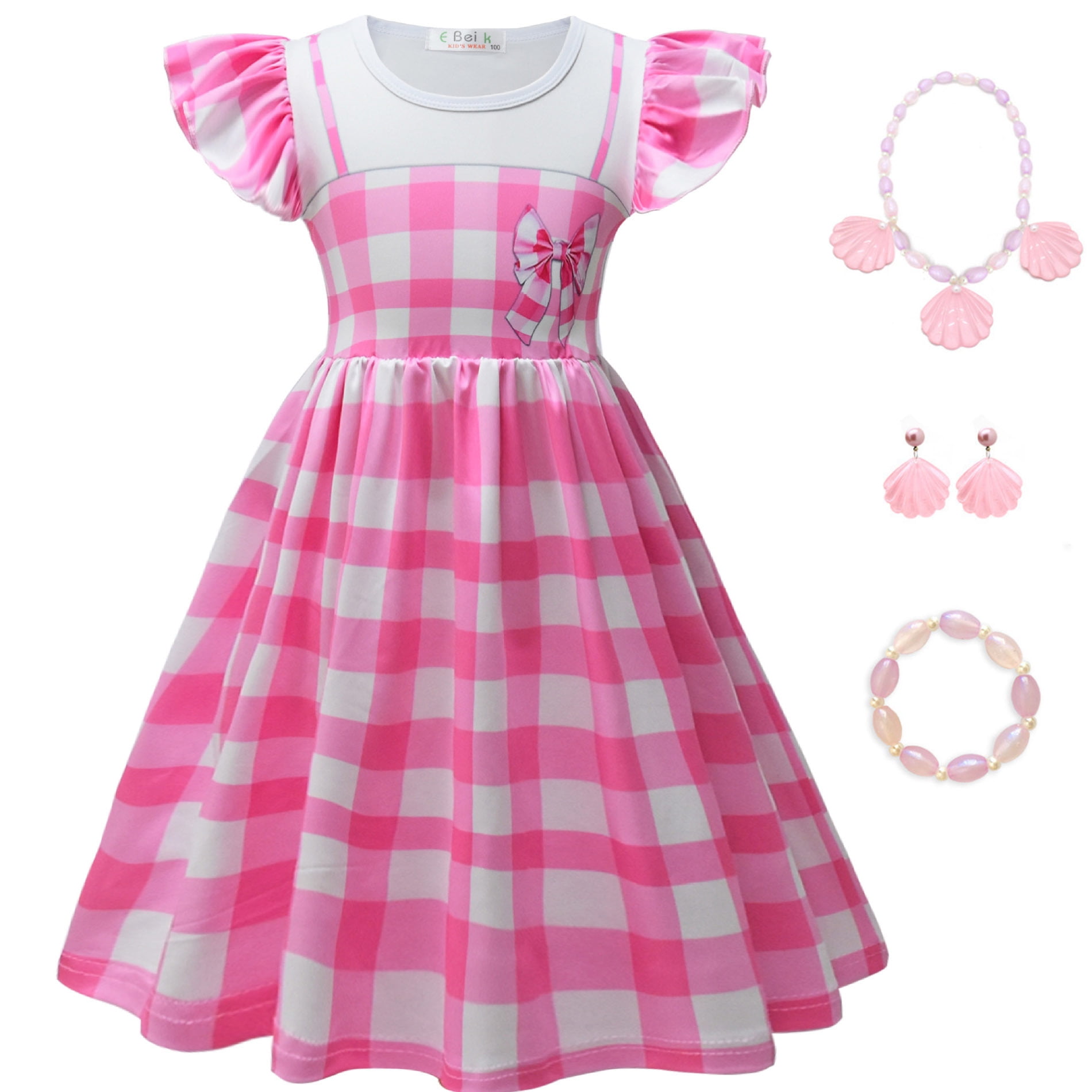 SUEE Girls Pink Plaid Short Dress Halloween Barbara Cosplay Outfits 2 ...