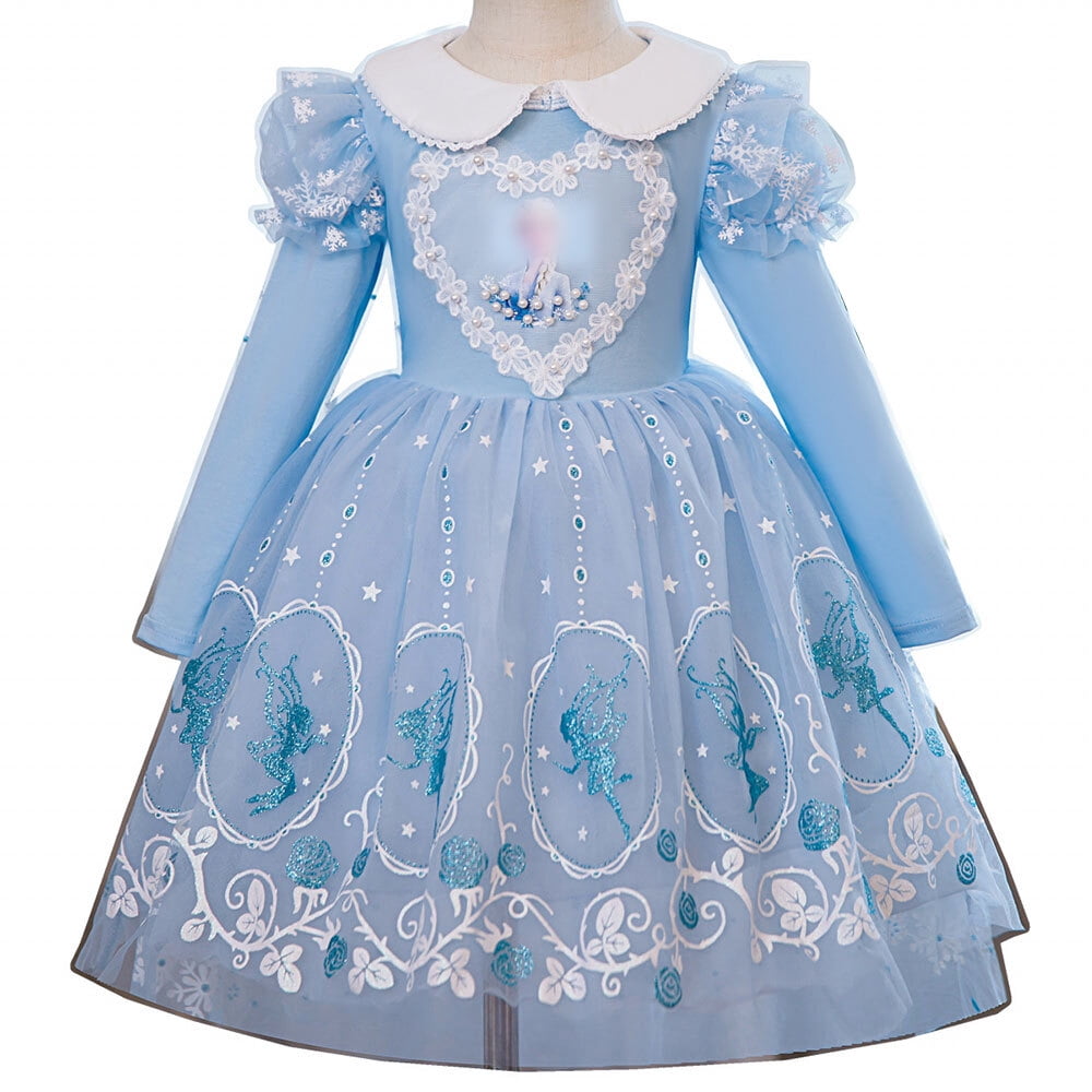 SUEE Girls Snow Queen Princess Dress Elsa Short/Long Sleeve Costume ...