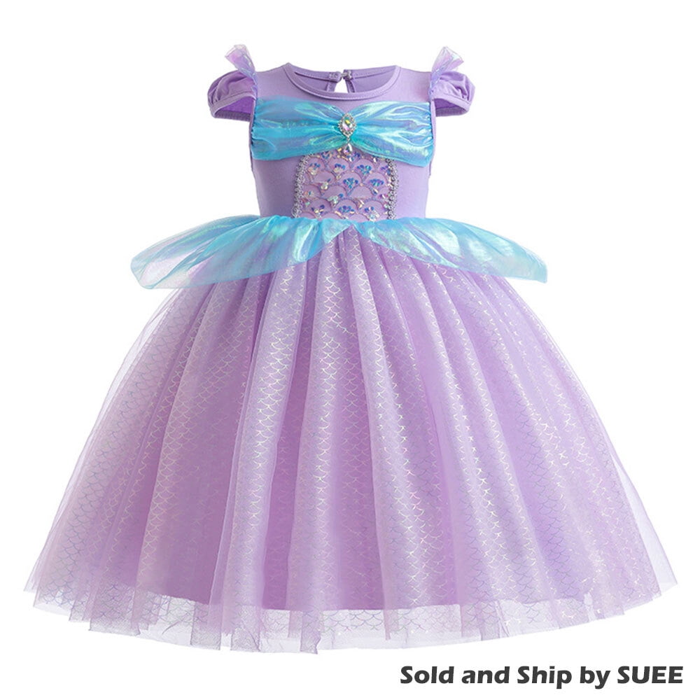 SUEE Little Girl Mermaid Princess Dress Birthday Sequins Tutu Costume ...
