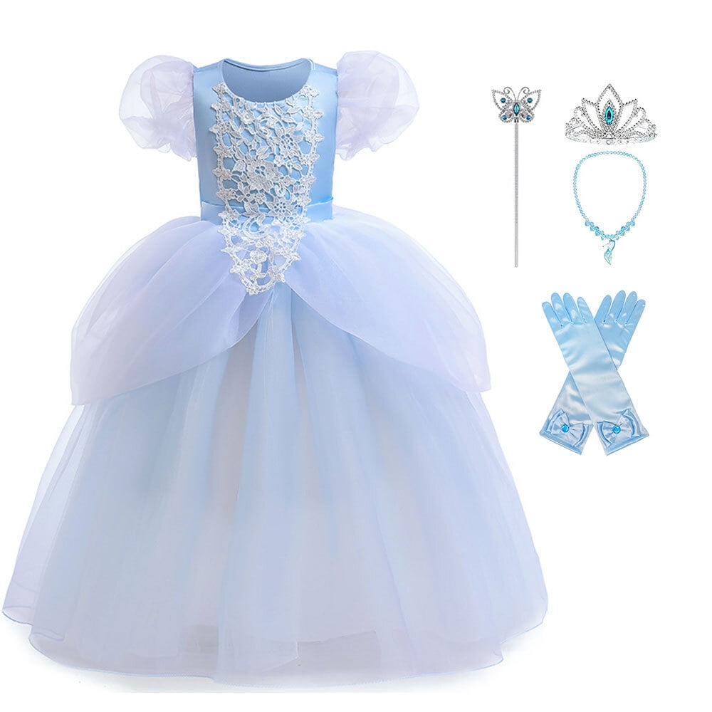 SUEE Little Girls Cinderella Princess Cosplay Costume with Accessories ...