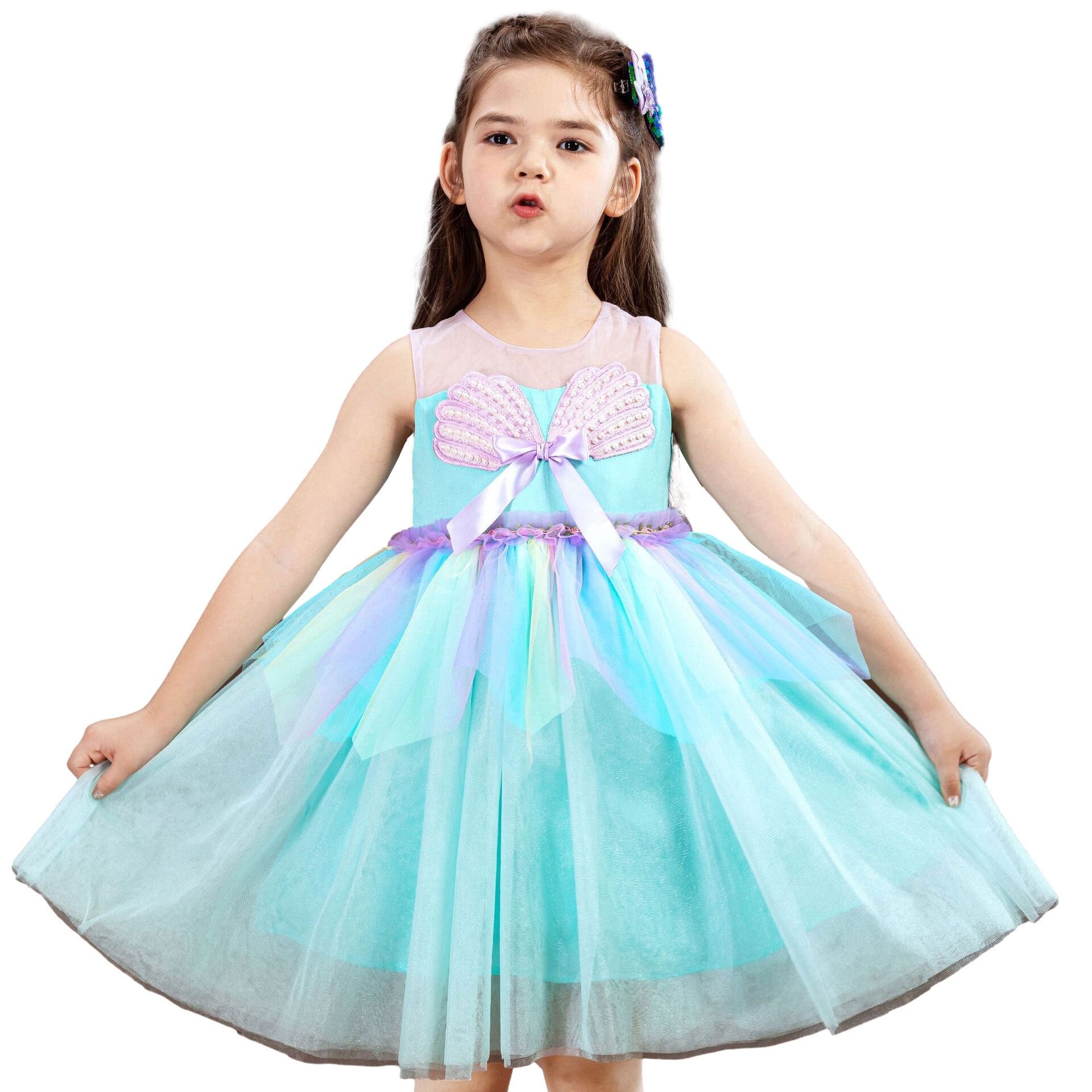 SUEE Little Girls Mermaid Costume Princess Dress Tulle Evening Birthday ...