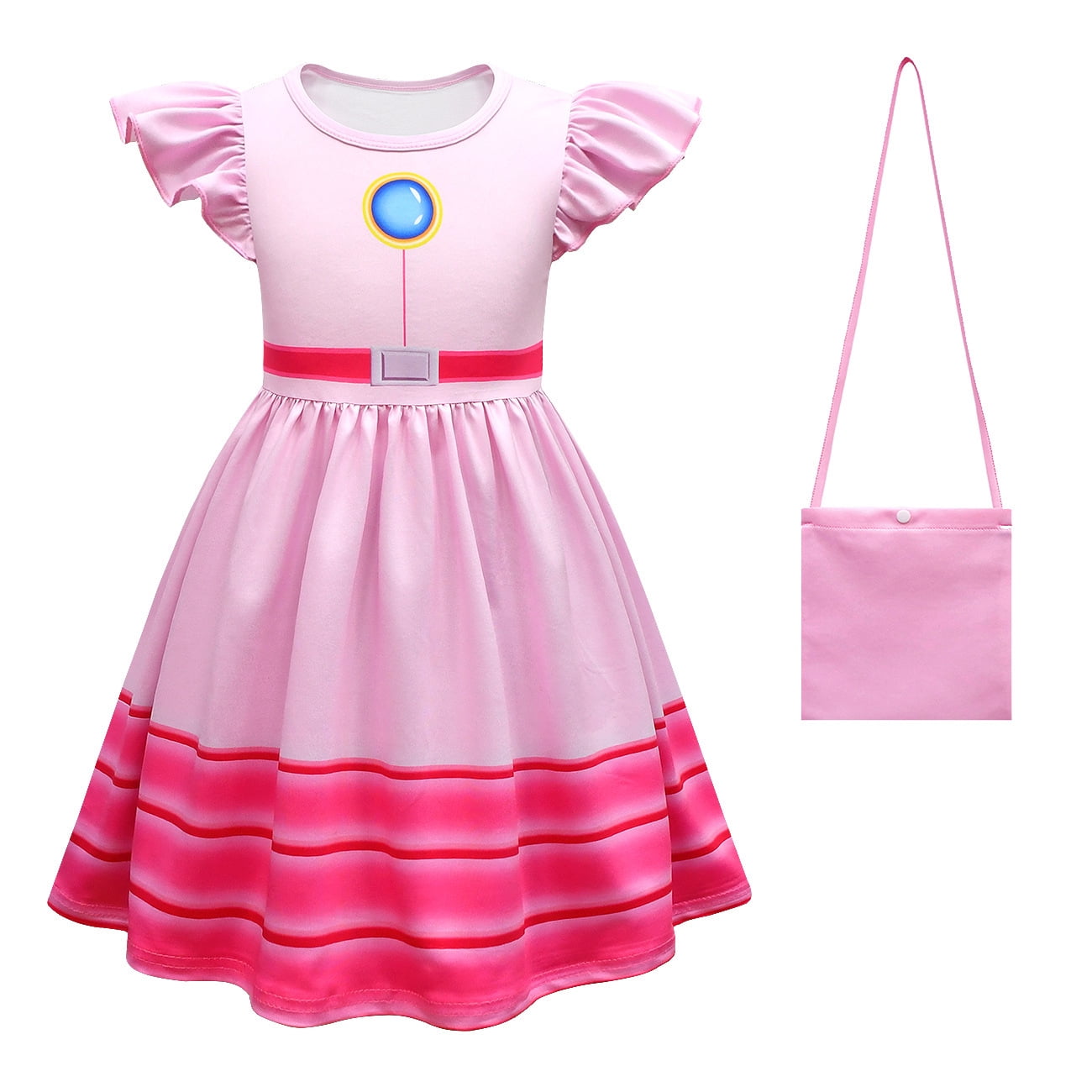 SUEE Little Girls Peach Princess Dress Super Brothers Fancy-Dress ...