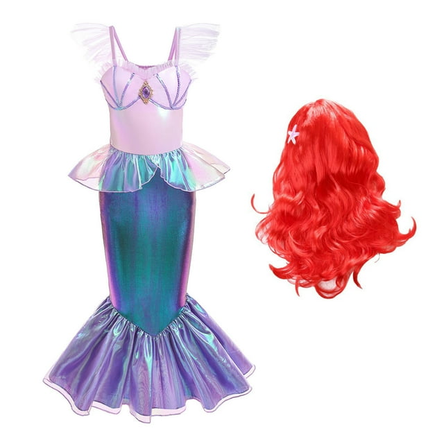 SUEE Little Girls Princess Mermaid Costume Cosplay Party Dress with ...