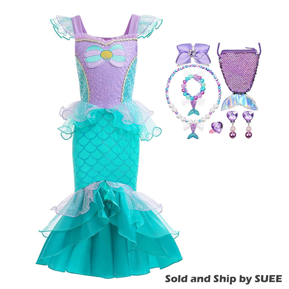 SUEE Mermaid Princess Dress for Little Girl Sequins Halloween Birthday ...
