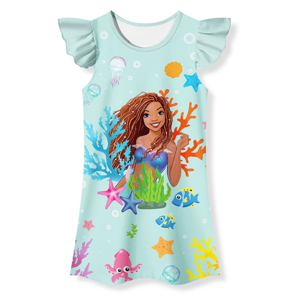 SUEE Nightgowns for Girls Mermaid Nightshirt Pajamas Princess Dress, 3 ...