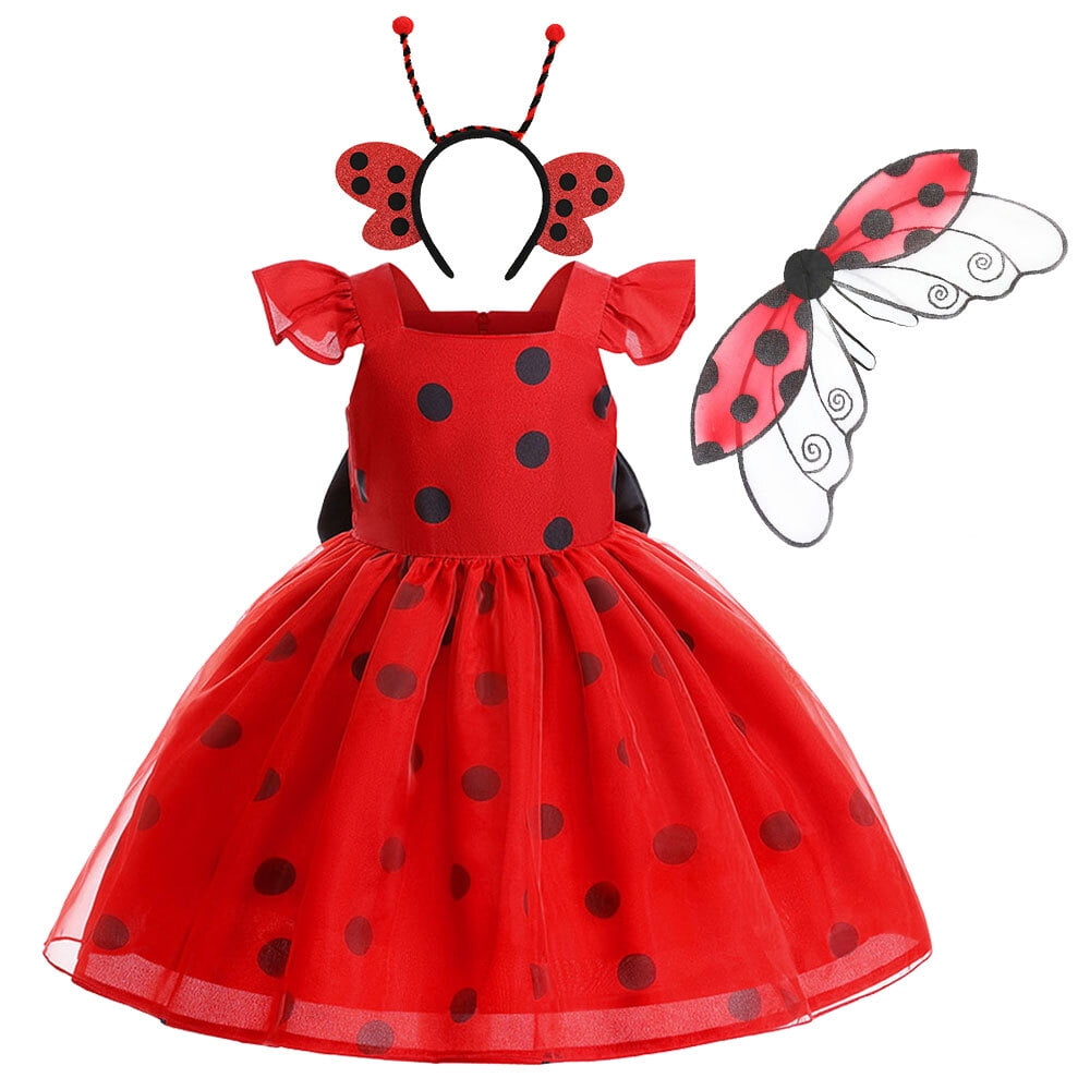 SUEE Super Hero Dress w/Accessories Costume for Girls Polka Dots ...