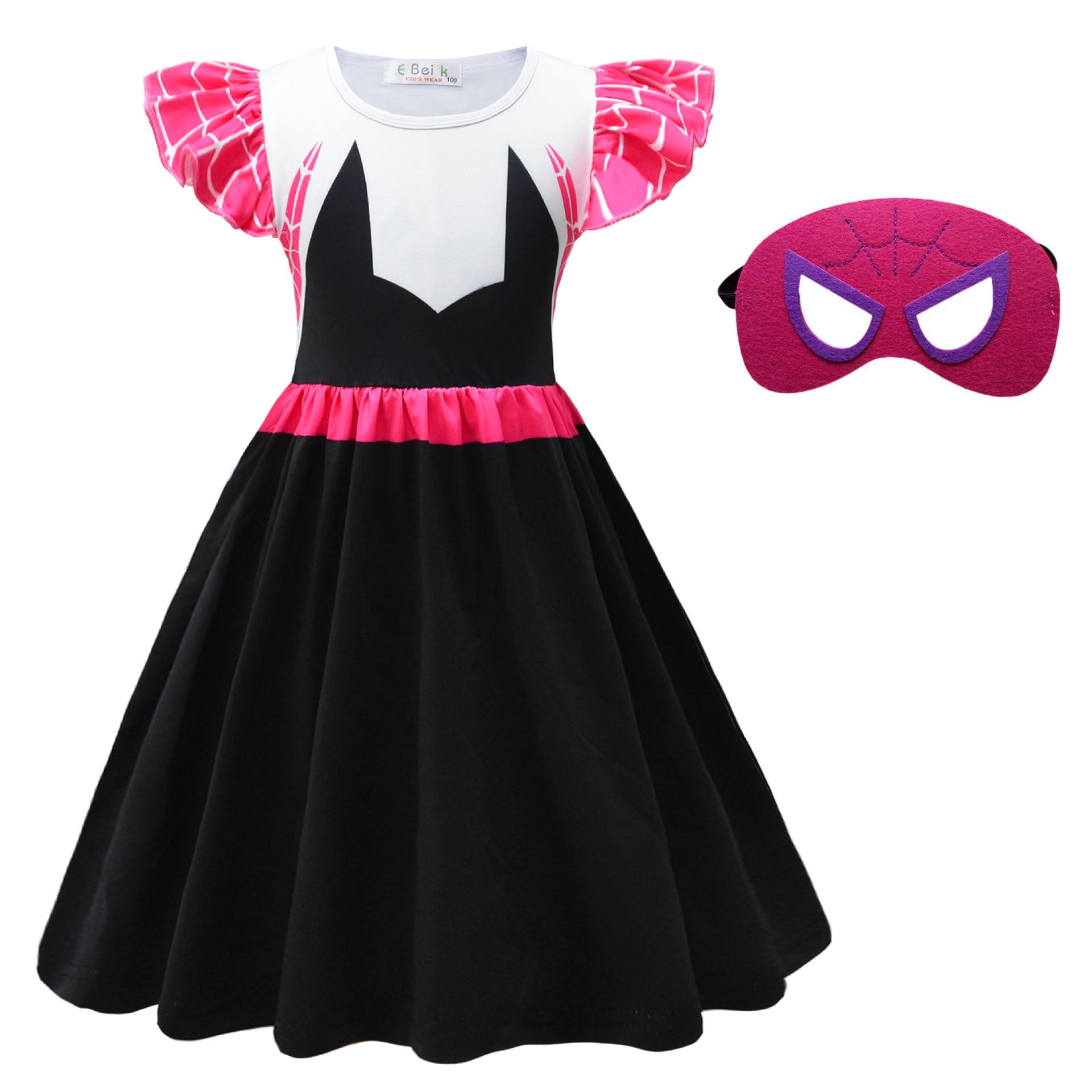 SUEE Superhero Costume Dress for Girls Halloween Gwen Cosplay Outfits 2 ...