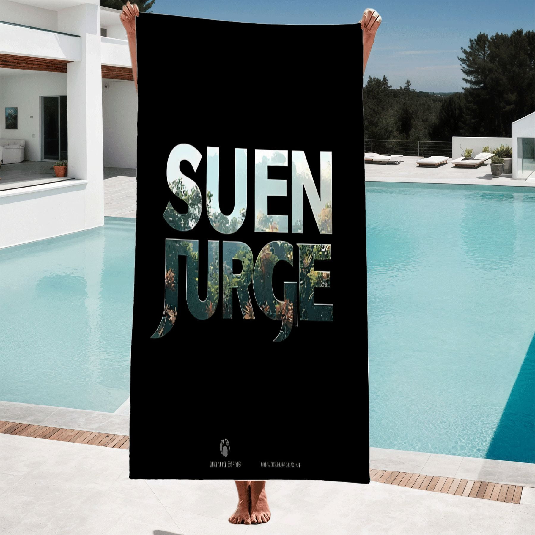 SUEN JURGE Nature Scene Beach Towel - Bold White Text Black Background ...