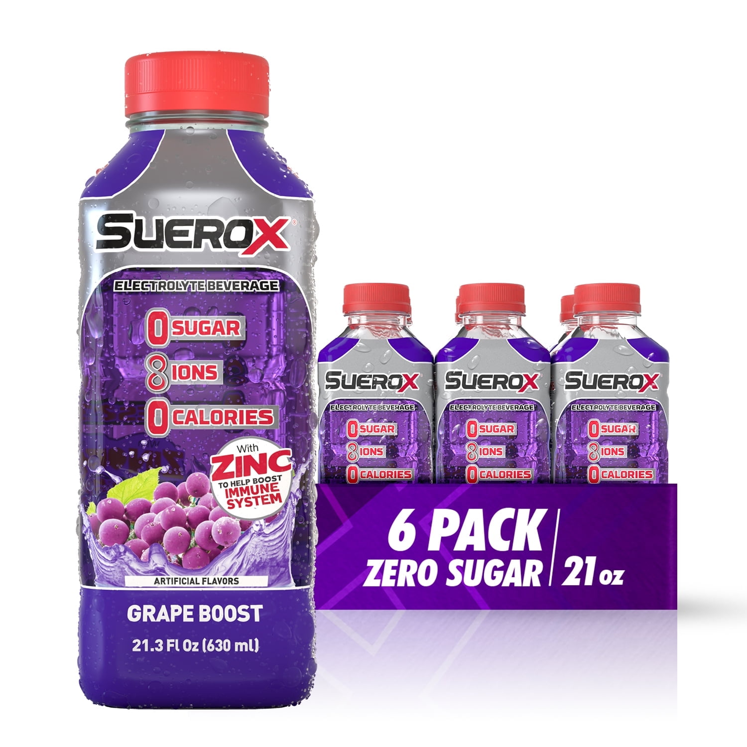 SueroX Zero Sugar Electrolyte Drink for Hydration and Recovery, Grape ...