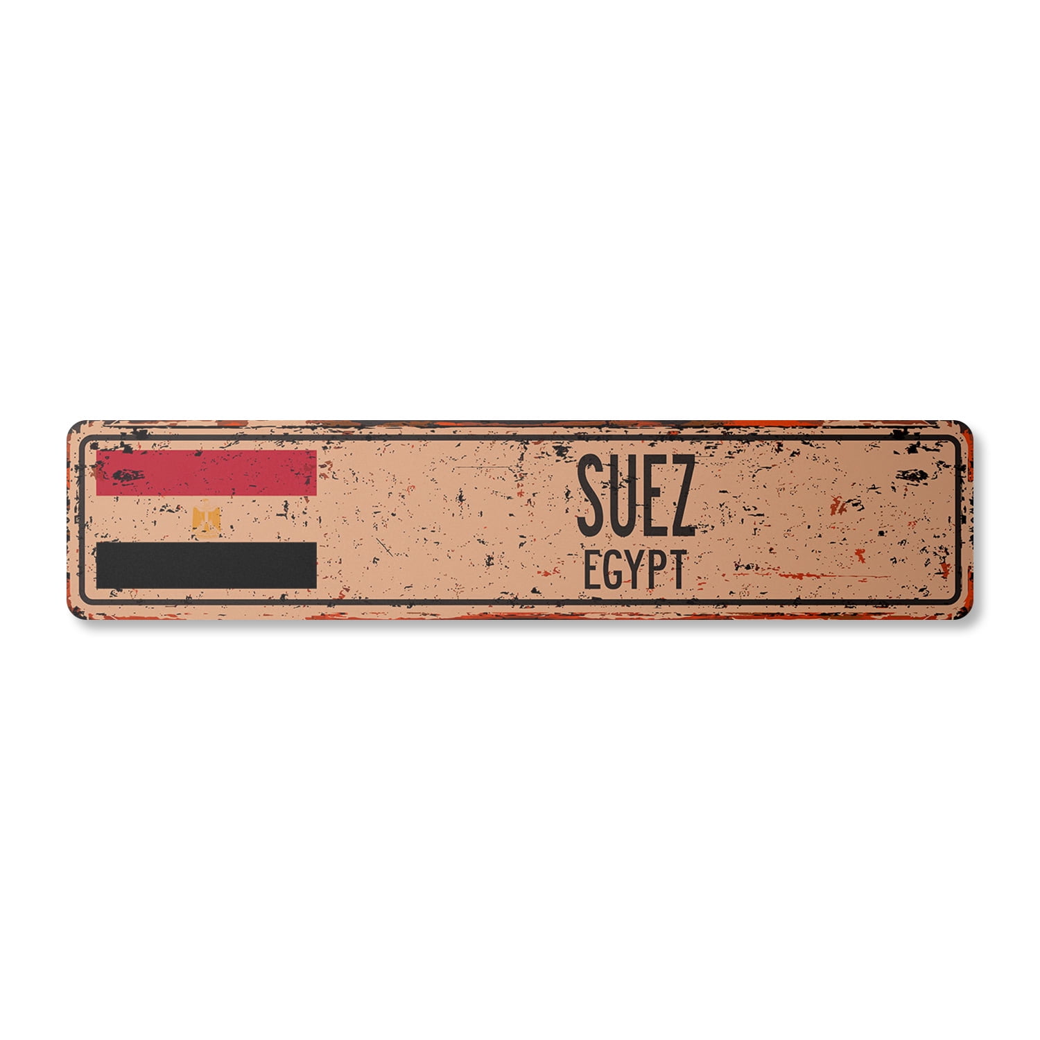 SUEZ EGYPT Vintage Plastic Street Sign Egyptian flag city country road ...