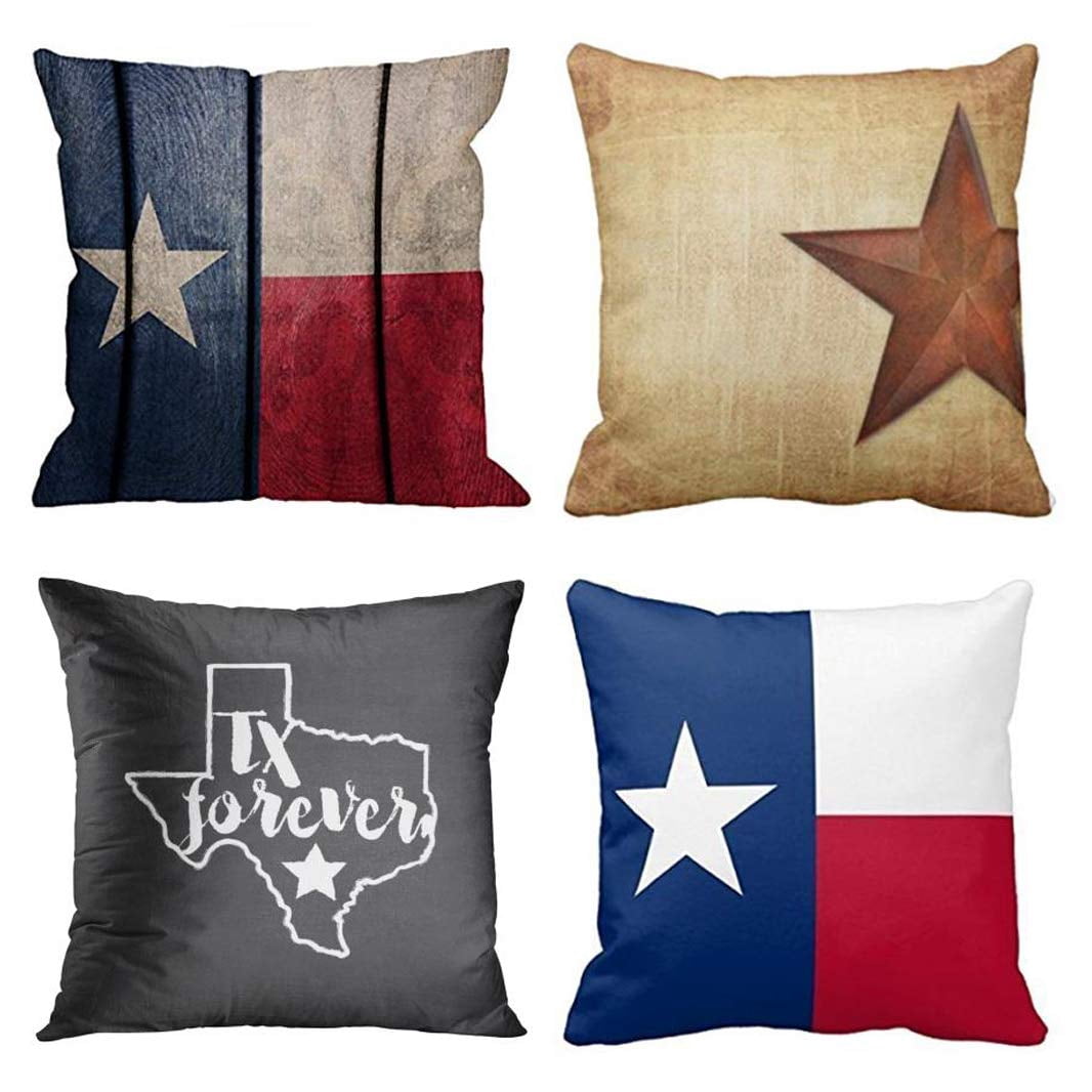 SUFAM Set of 4 Pillow Cases Texas Flag Flagn Vintage Wood Rustic Barn ...