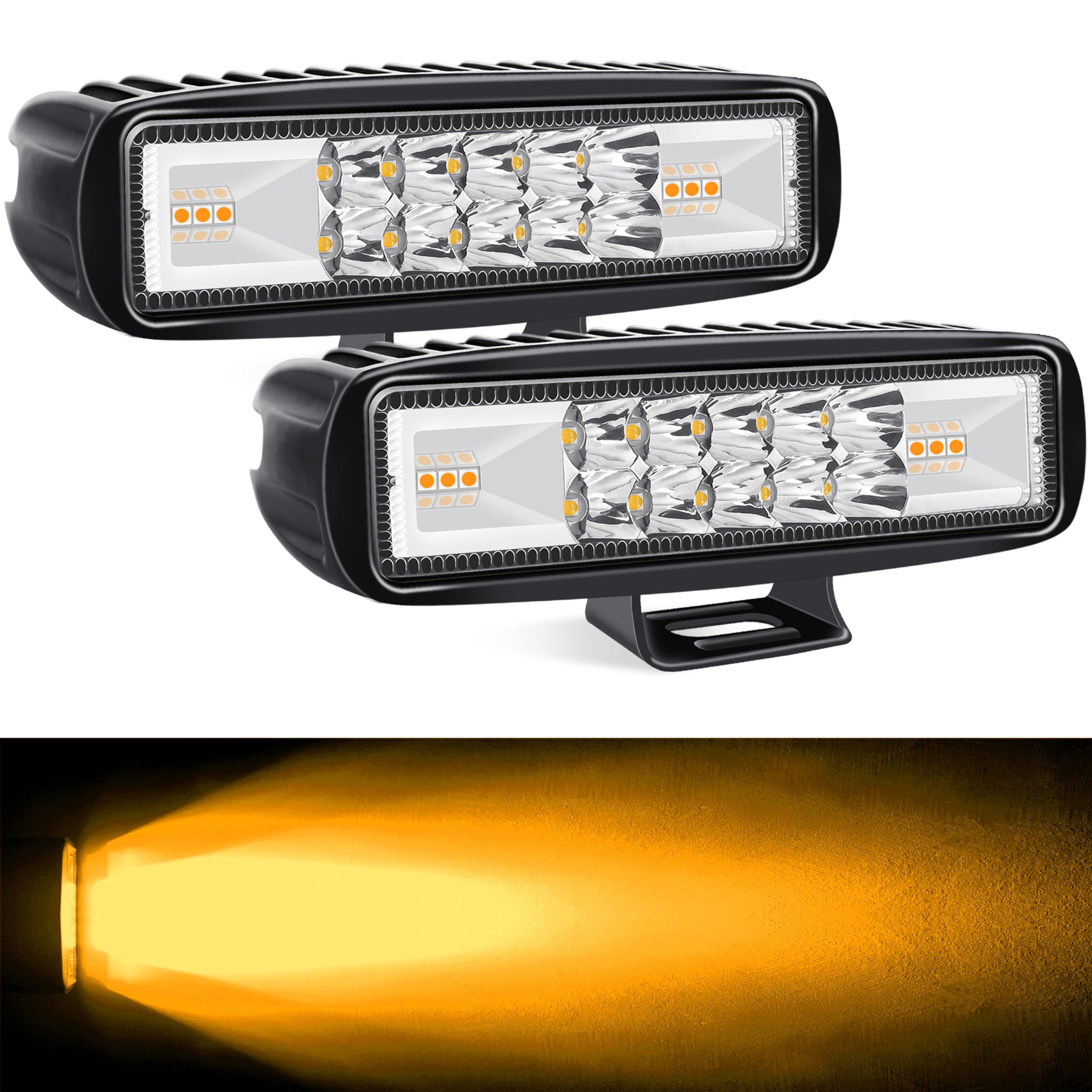 SUFEMOTEC 6 Inch Led MMF7 Pods Light Bar, Yellow 12V 24V Driving Fog ...