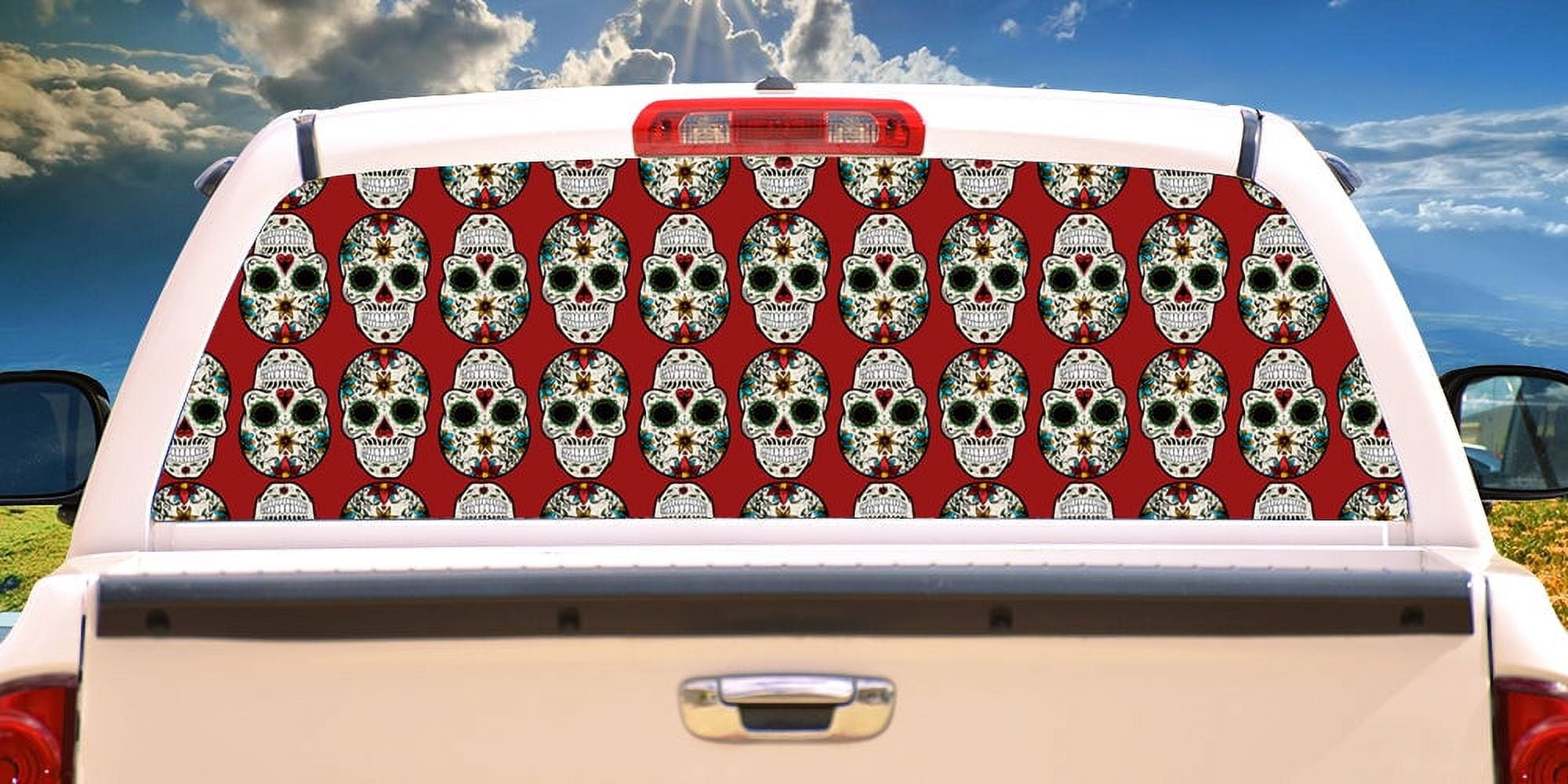 SUGAR SKULL Rear Window Graphic truck view thru vinyl decal back ...