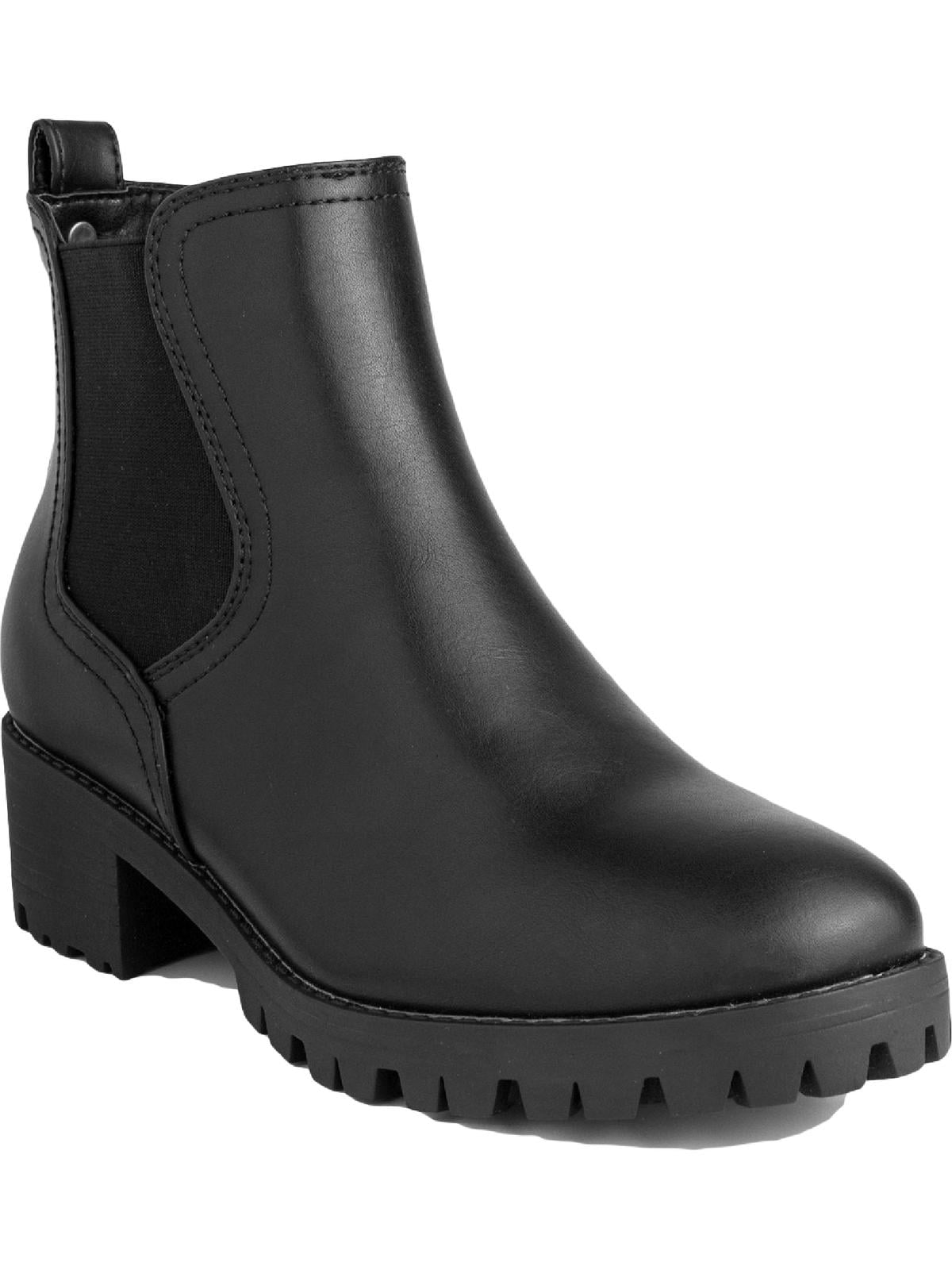 Sugar Womens Black Chelsea Boot, Cushioned Back, Pull Tab, Lug Sole ...