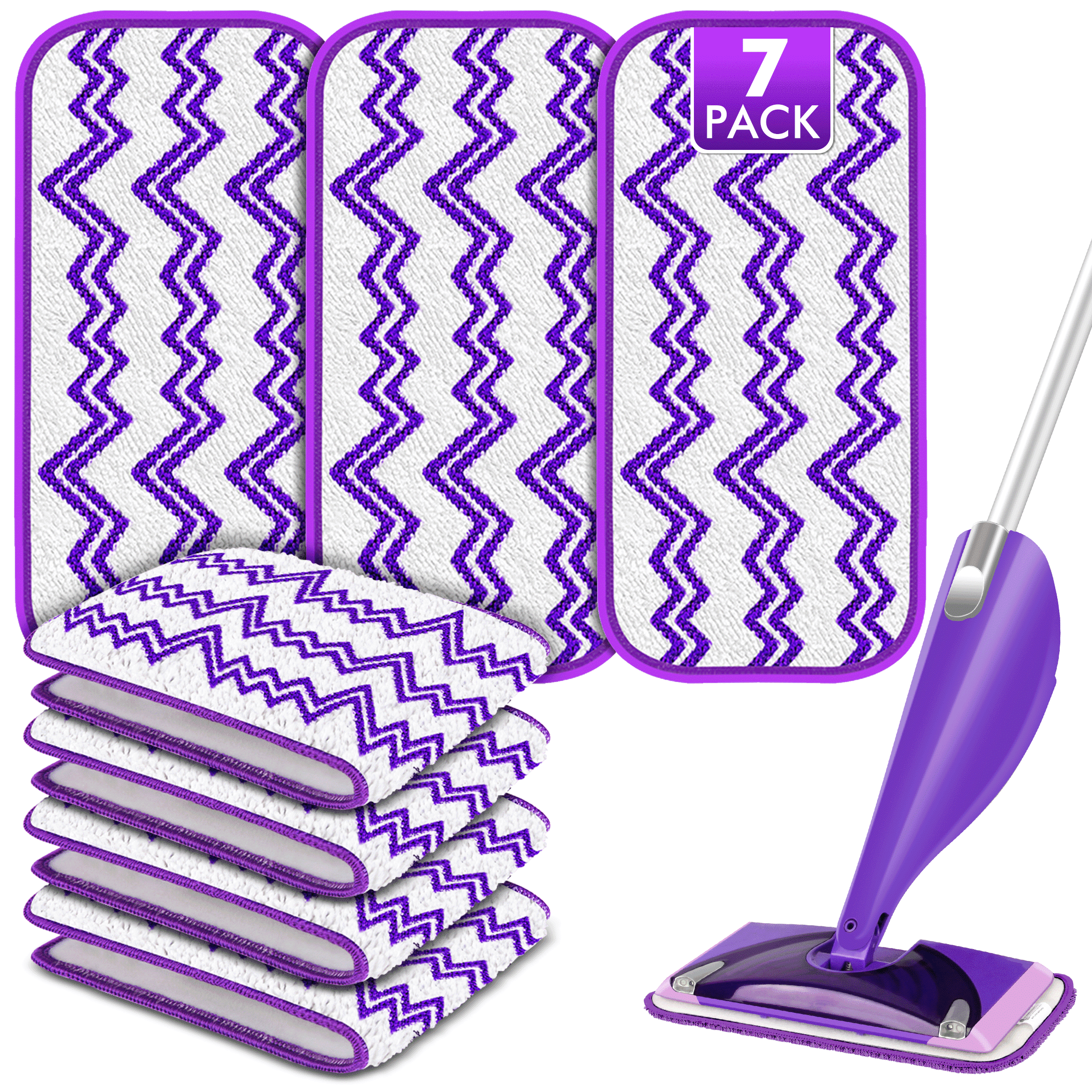 SUGARDAY 7 Pack Reusable Mop Pads for Wet Jet Mop, Washable Wet Jet ...