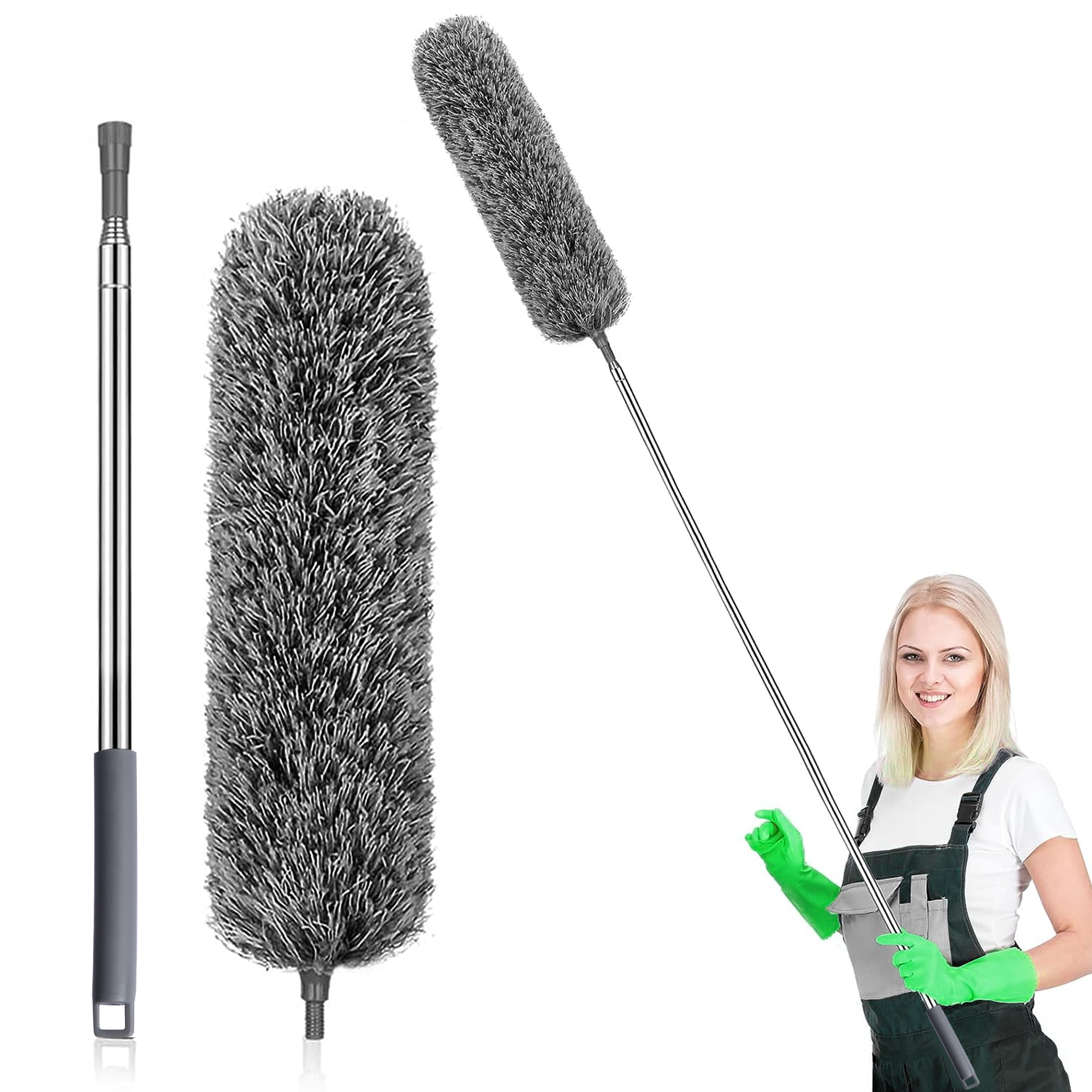 SUGARDAY Feather Duster with Extension Handle for Cleaning High Ceiling ...