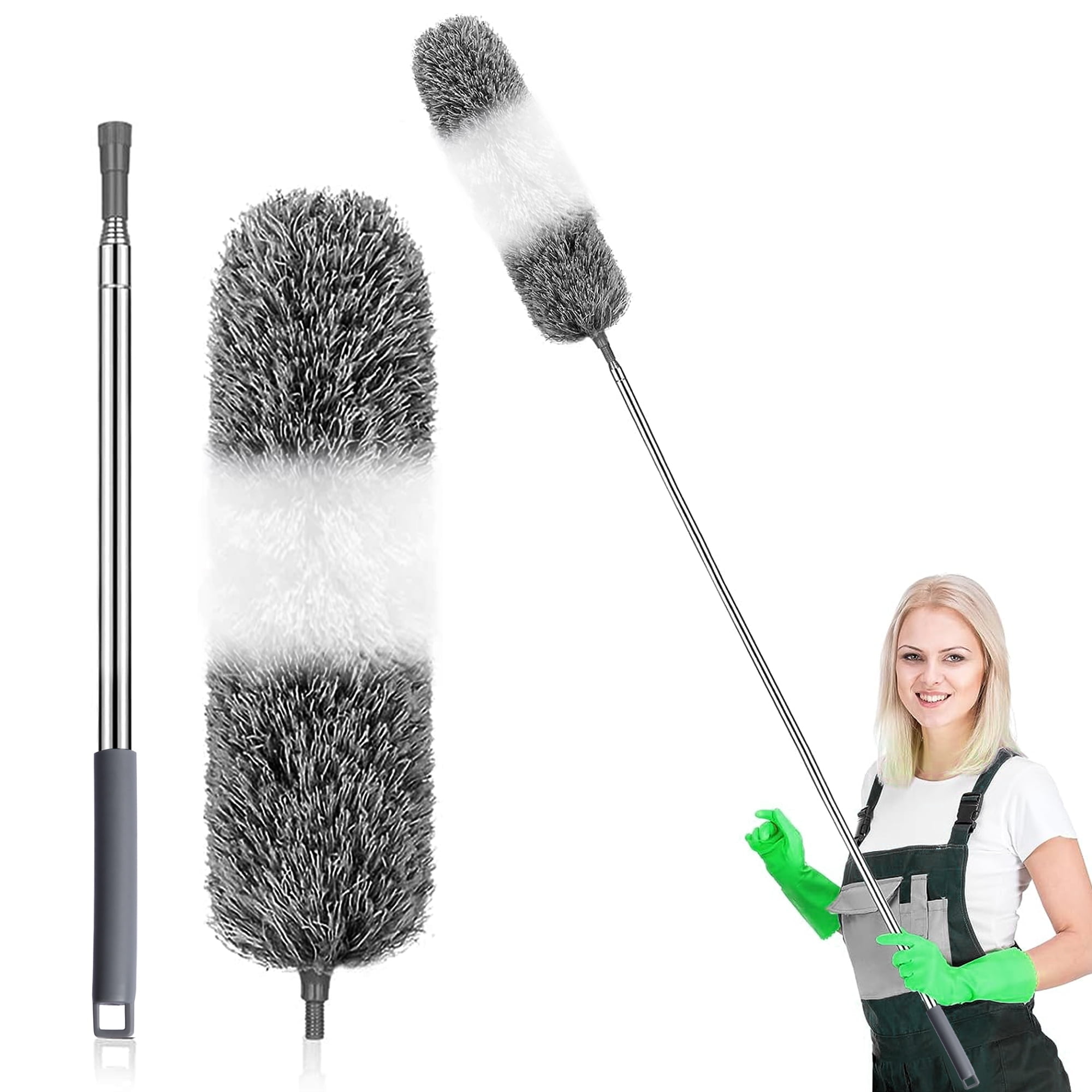 SUGARDAY Extendable Feather Duster with Long Reach Telescopic Handle ...