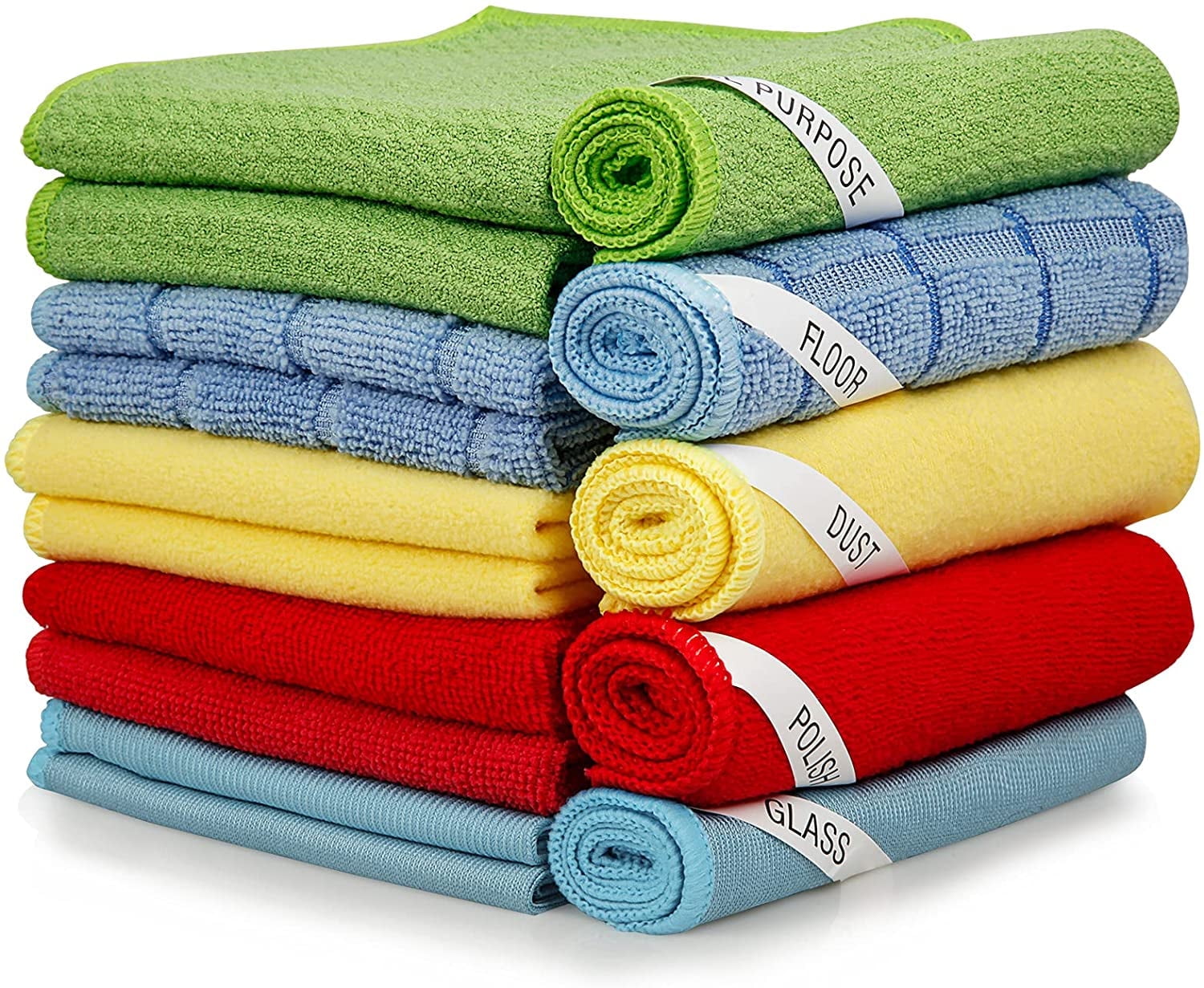 SUGARDAY Microfiber Cleaning Cloth Towels 15 Pack Reusable Dust Rags ...