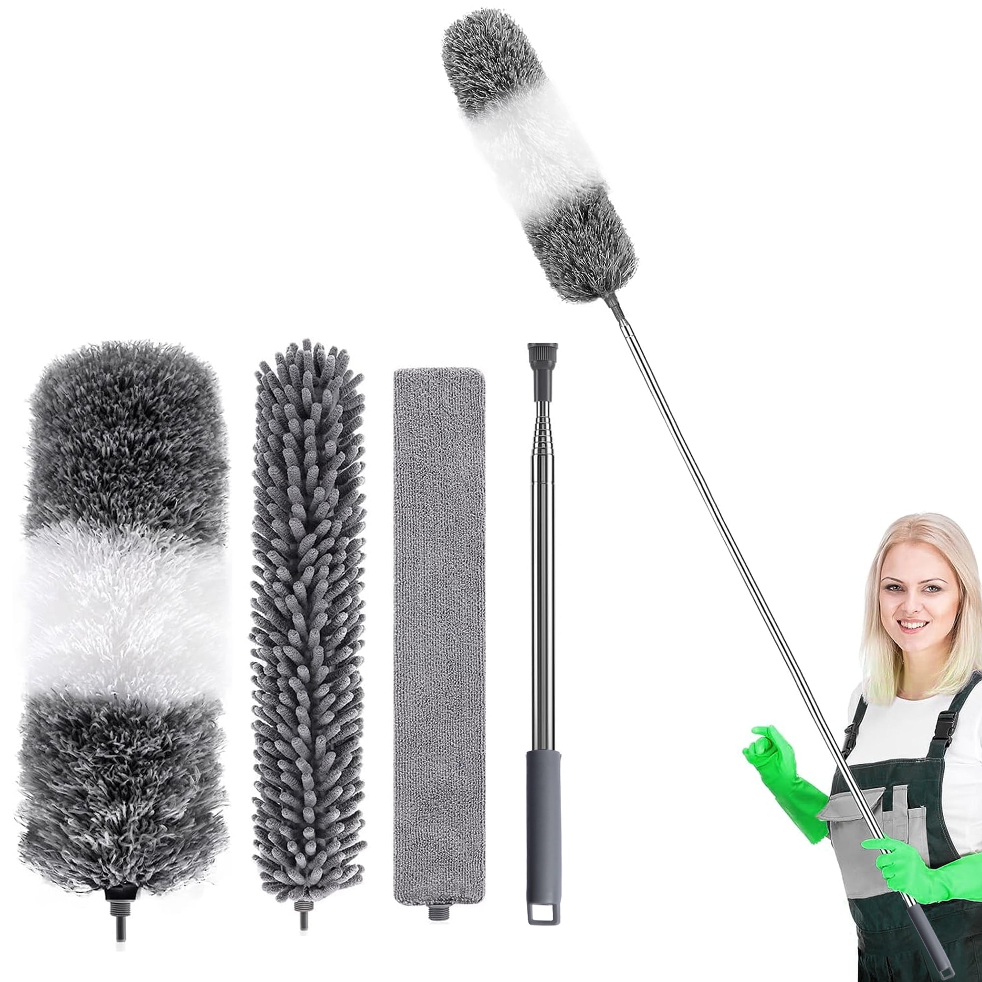 SUGARDAY Microfiber Feather Dusters with Extension Handle for Cleaning ...
