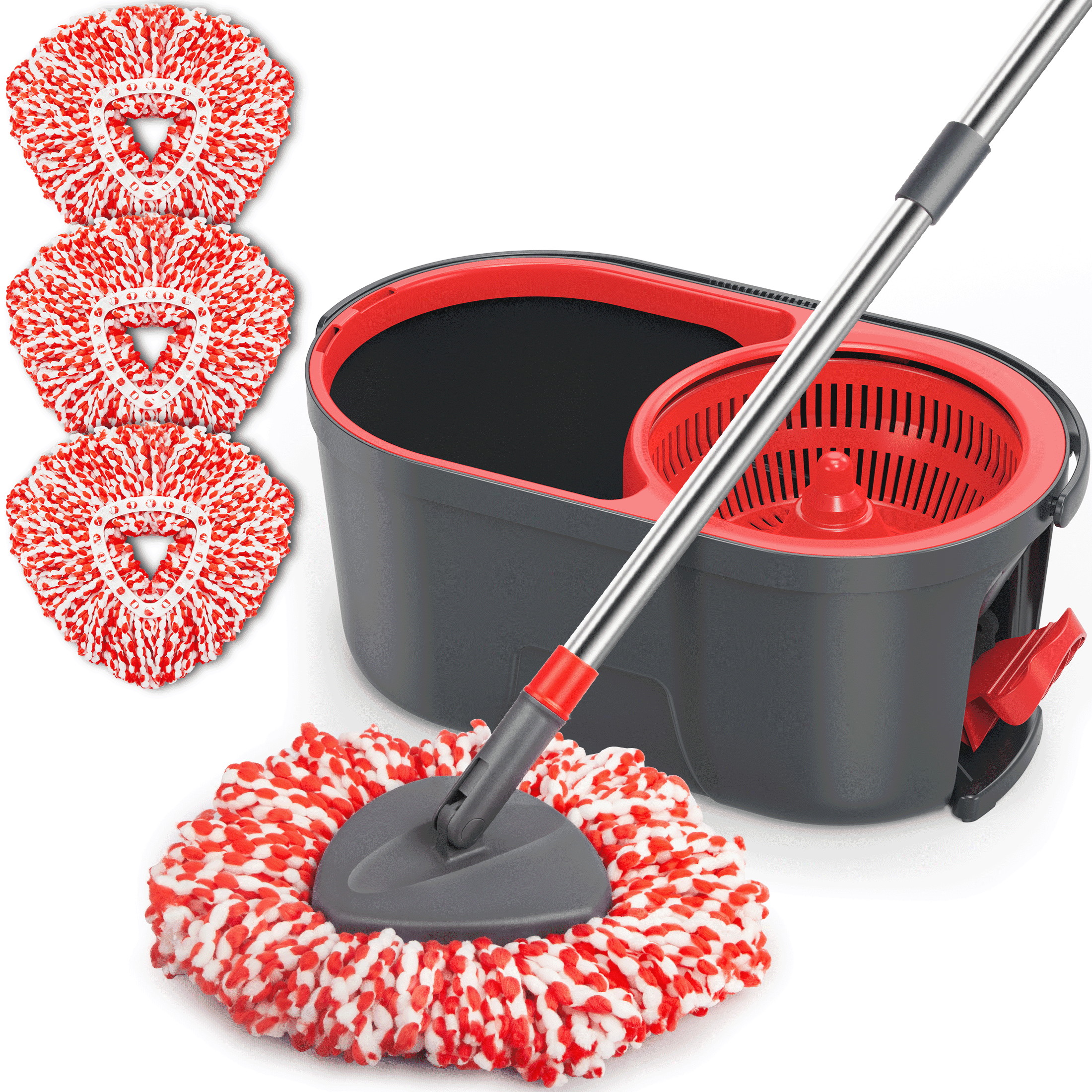 SUGARDAY Microfiber Spin Mop and Bucket System with Foot Pedal Wringing ...
