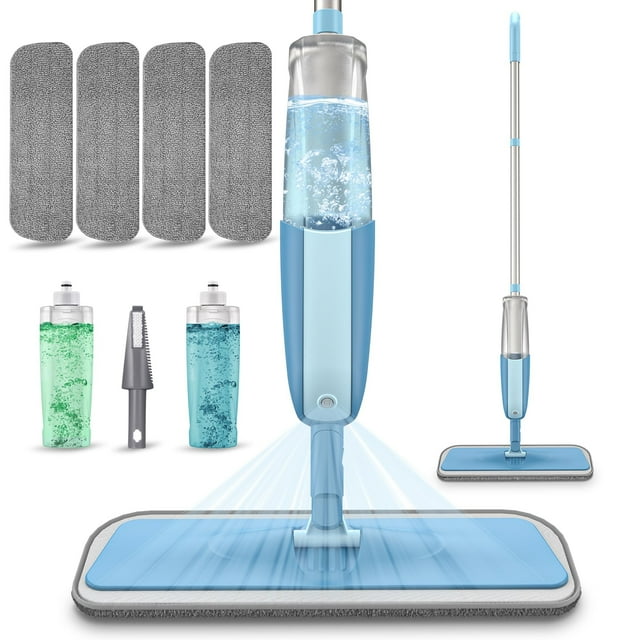SUGARDAY Microfiber Spray Mops for Floor Cleaning with 4 Washable Pads ...