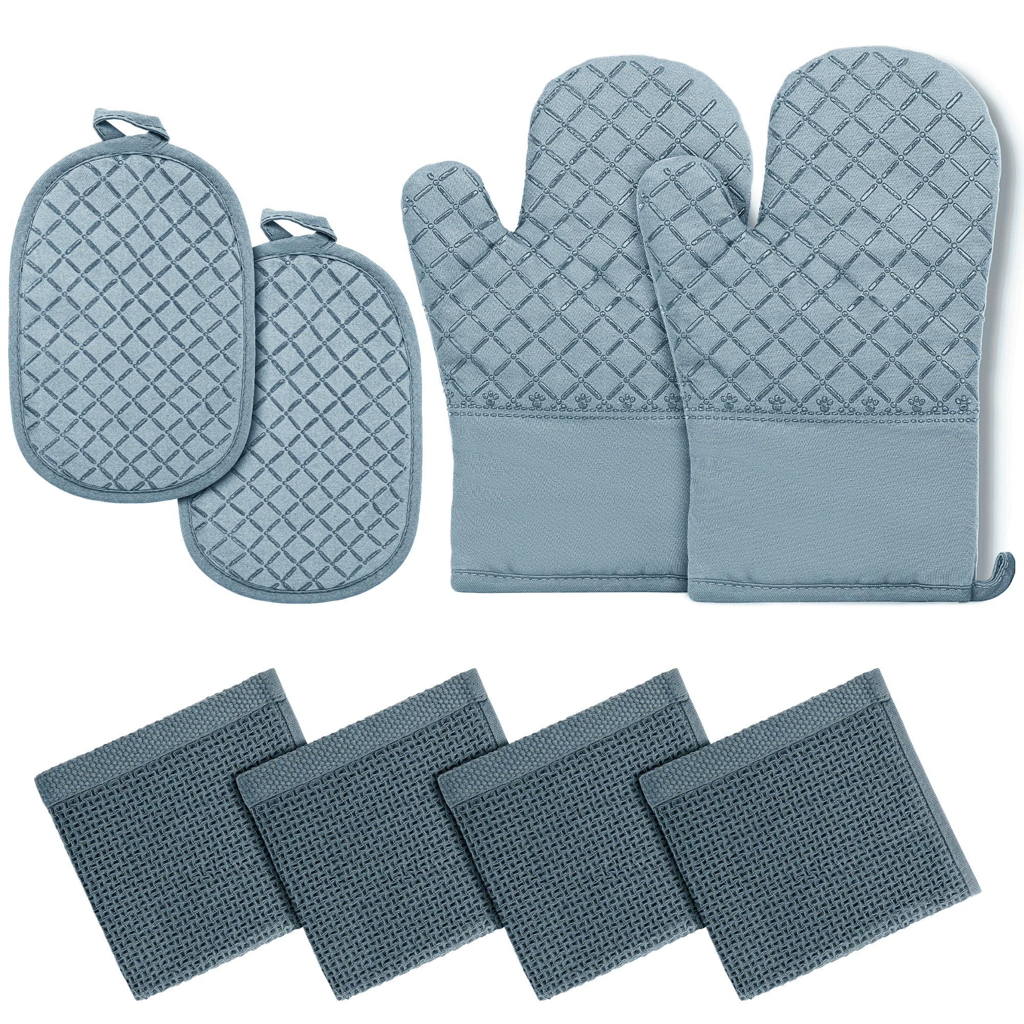 SUGARDAY Oven Mitts Kitchen Towels Dishcloths with Pot Holders Sets ...