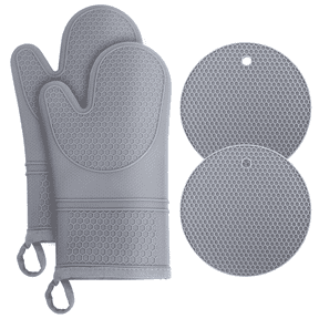 SUGARDAY Silicone Pot Holders and Oven Mitts Sets Kitchen Gloves Heat ...