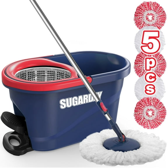 360 Mop and Bucket Set, Spin Mop Bucket with Wringer, Microfiber 3 Mop ...
