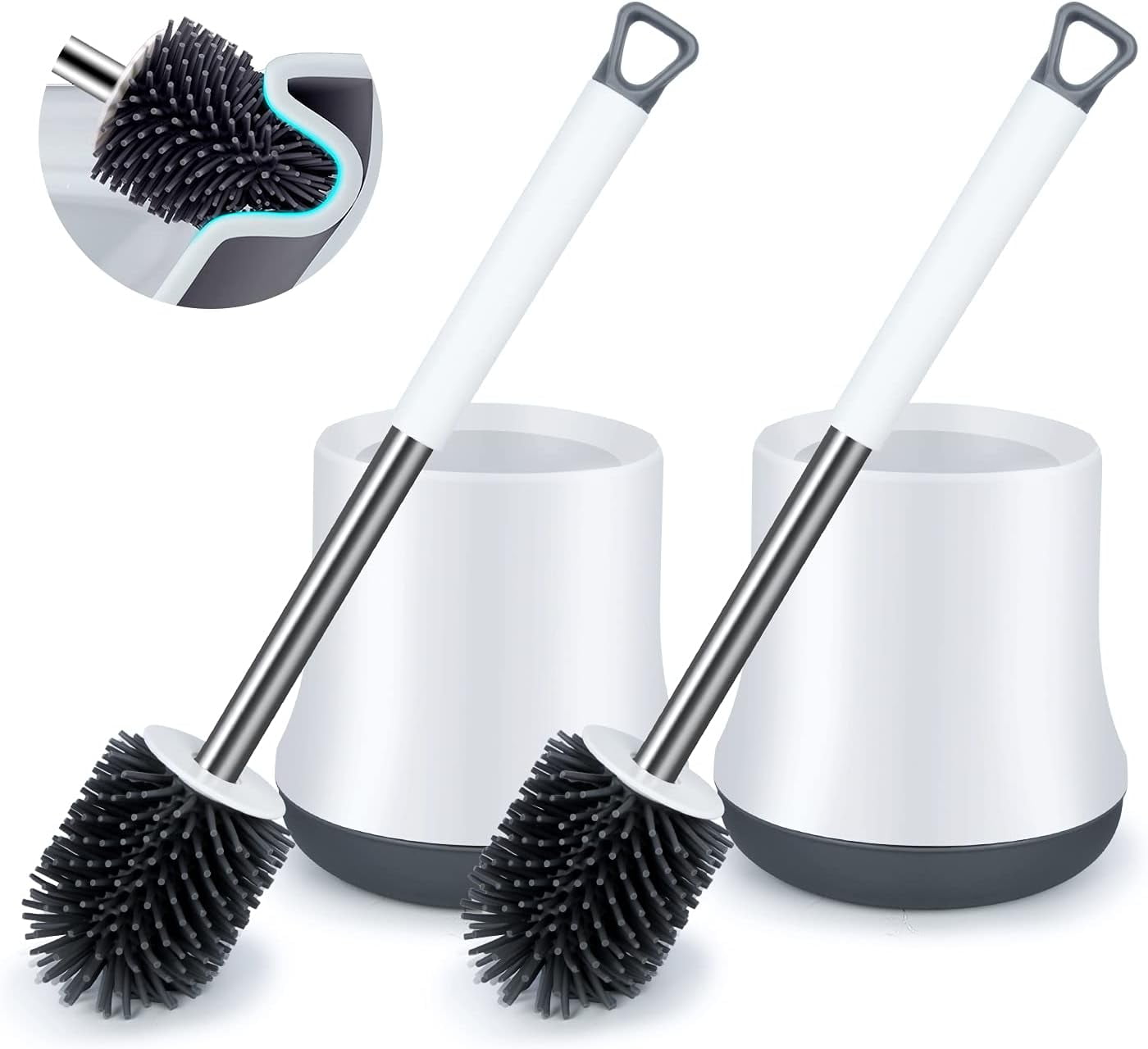 SUGARDAY Toilet Bowl Brush Cleaner and Caddy Holder Set Toilet Scrubber ...