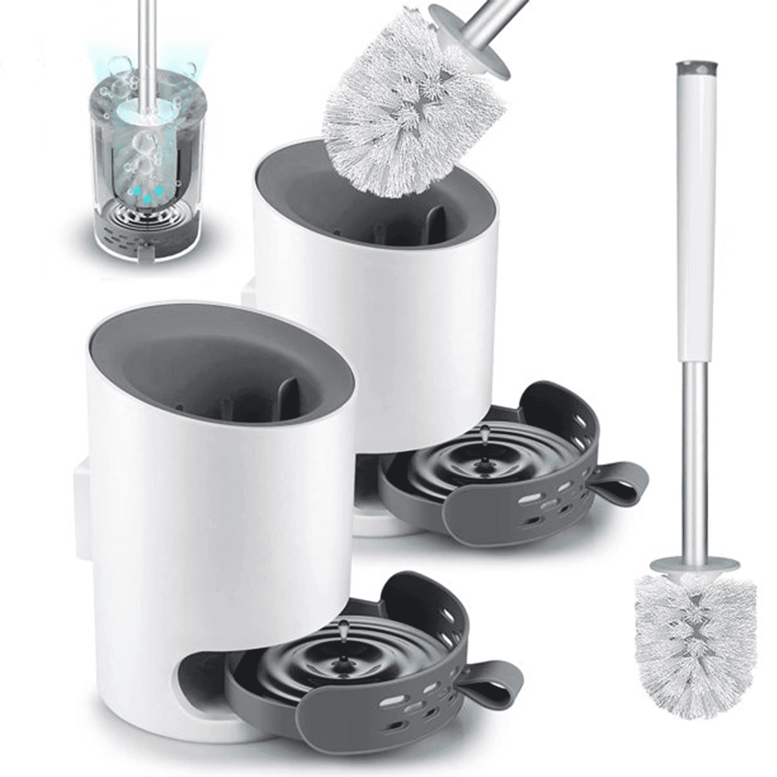 Sugarday Toilet Brush and Holder Set, 2 Pack Bathroom Scrubber, Anti ...