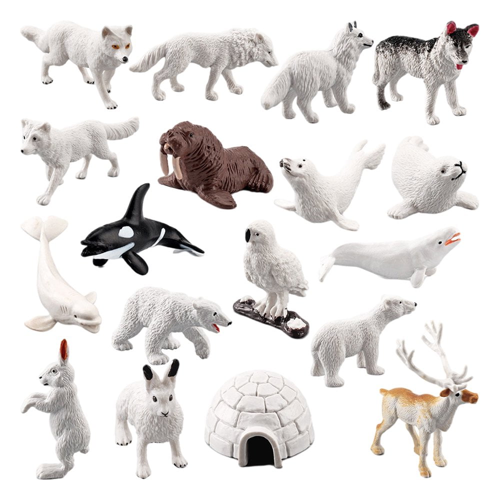 SUGARMOM 18Pcs Realistic Mini Arctic Animals Toys Playset Action ...