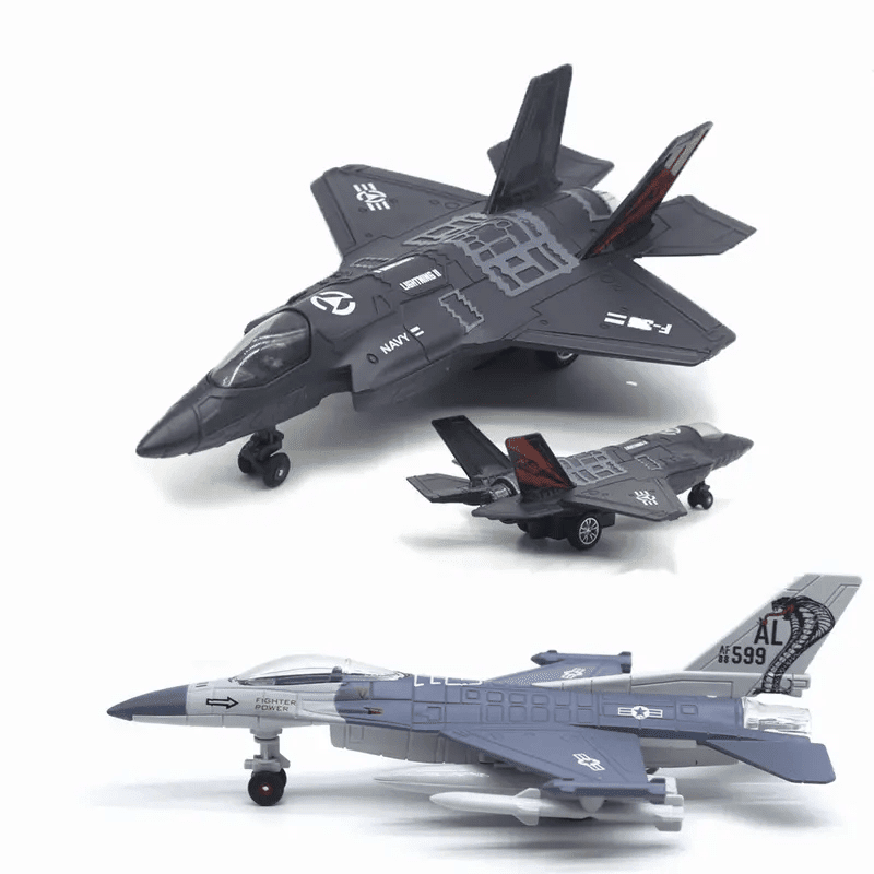 SUGARMOM 2Pcs Pull Back Alloy Plane Military Diecast Jet Model Metal ...