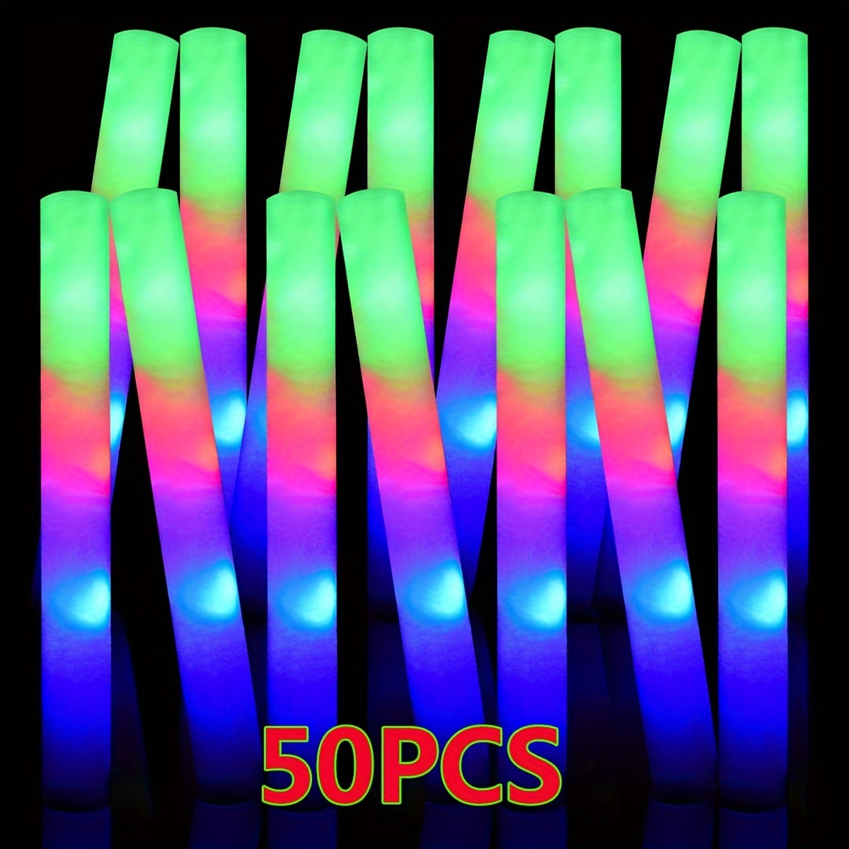 SUGARMOM 30/50/84/100PCS Foam Sticks Bulk LED Glow Sticks 3 Modes ...