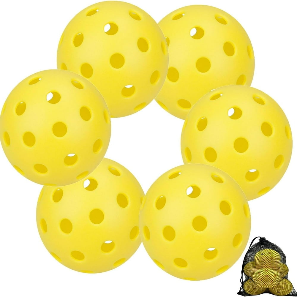 SUGARMOM 6 Pack Outdoor Pickleballs Official Size 40 Holes Pickleball ...
