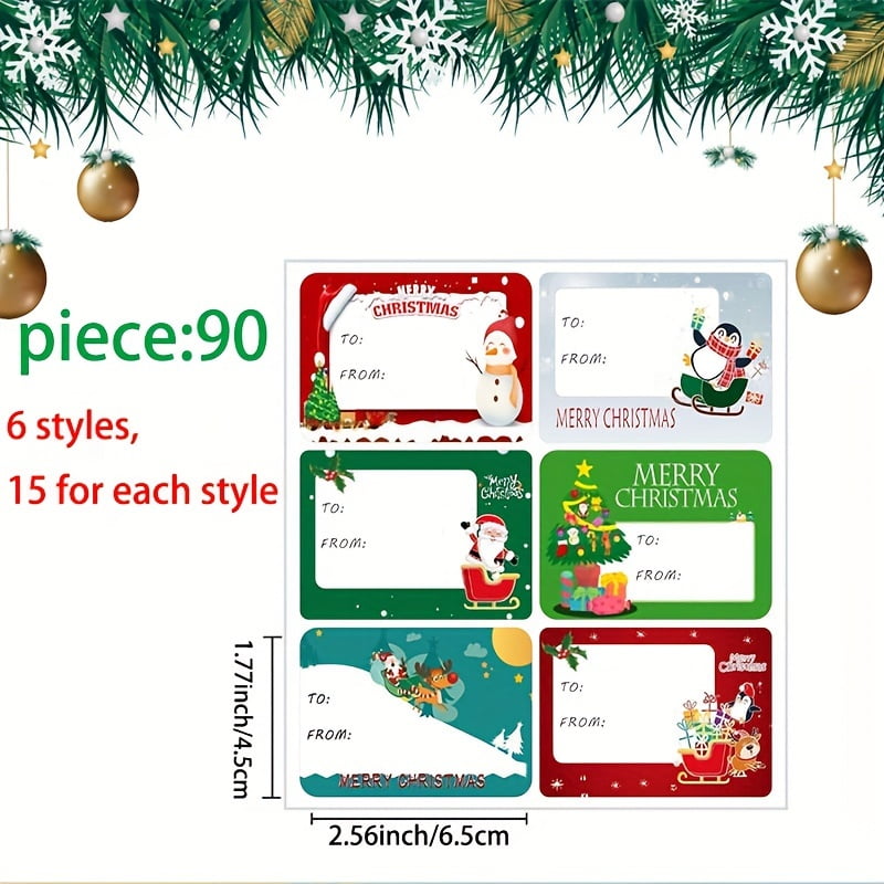 SUGARMOM 90pcs Self-Adhesive Christmas Sticker Tags with Christmas Name ...