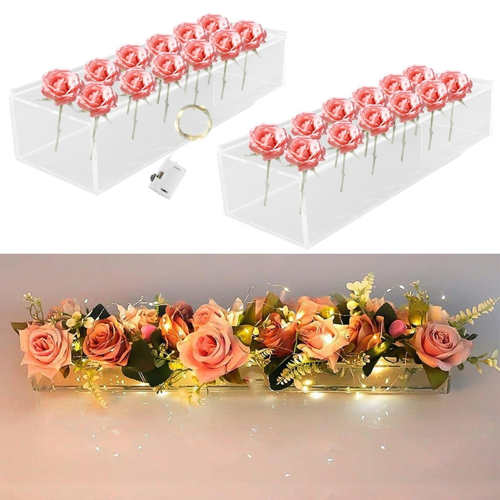 SUGARMOM Clear Acrylic Flower Vase Rectangular Floral Centerpiece for ...