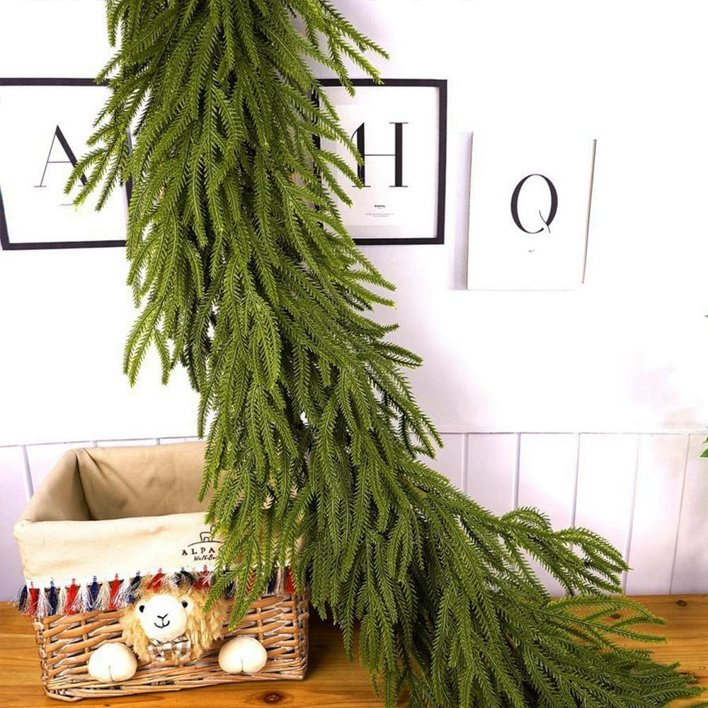 SUGARMOM LIUZHIPENG Christmas Norfolk Pine Garland Realistic Christmas Norfolk Pine Garlands ...