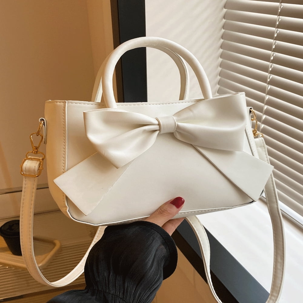 SUGARMOM Luxurious Bow Decor Handbag - Women‘s Double Handle Purse ...