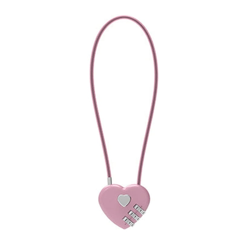 SUGARMOM Metal Heart Shaped Padlock Locks Password Padlock Long Wire ...