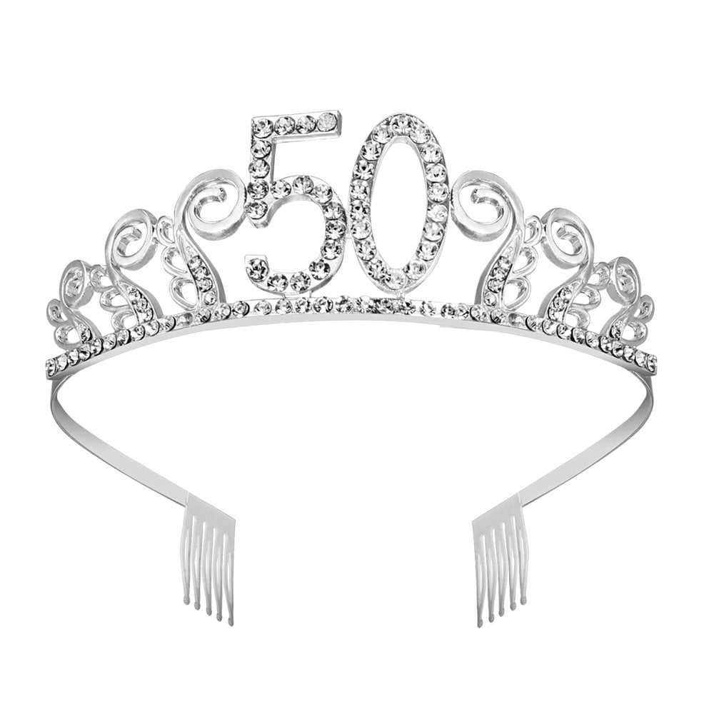SUGARMOM Number 50 Birthday Crystal Rhinestone Tiara Queen Crowns Dance ...