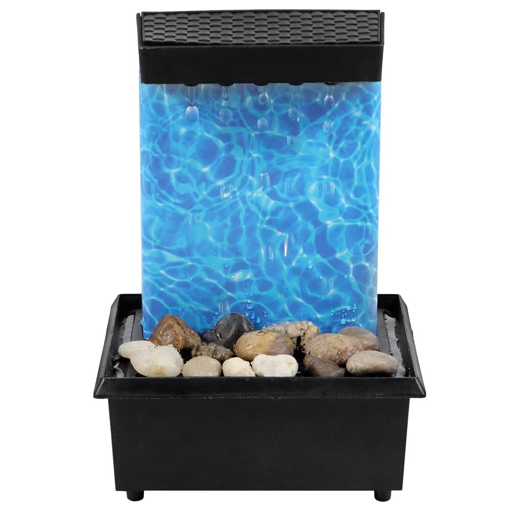 SUGARMOM Tabletop Fountain with Light Battery/USB Operated Mini Indoor ...
