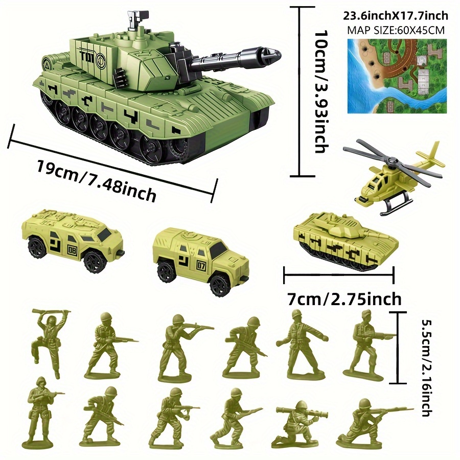 SUGARMOM [Trending] Tank Toy Set Armored Vehicle Troop + 12pcs Soldiers ...