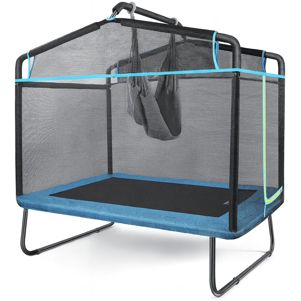 SUGIFT 3-in-1 Kids Trampoline with Swing Horizontal Bar, Indoor/Outdoor ...